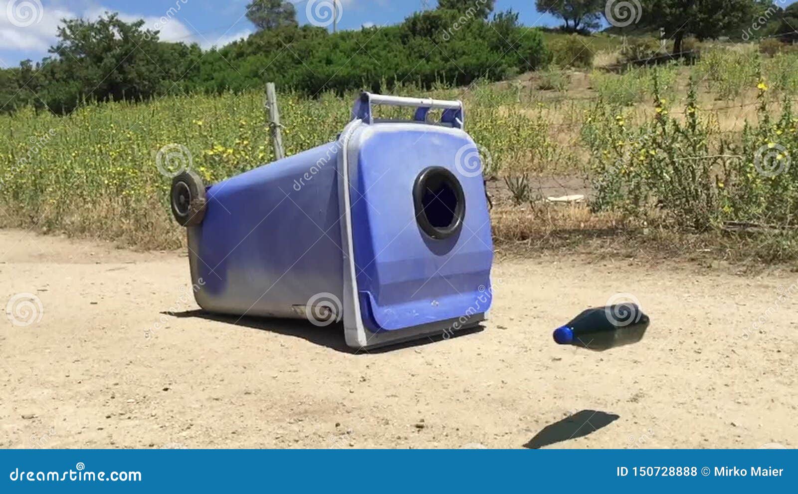 Flying Plastic Bottle with Recycling Bin Stock Footage - Video of ...
