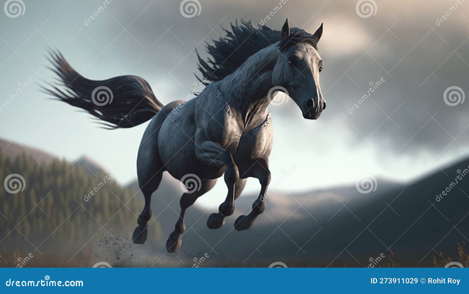 Flying pony photorealistic stock illustration. Illustration of face ...