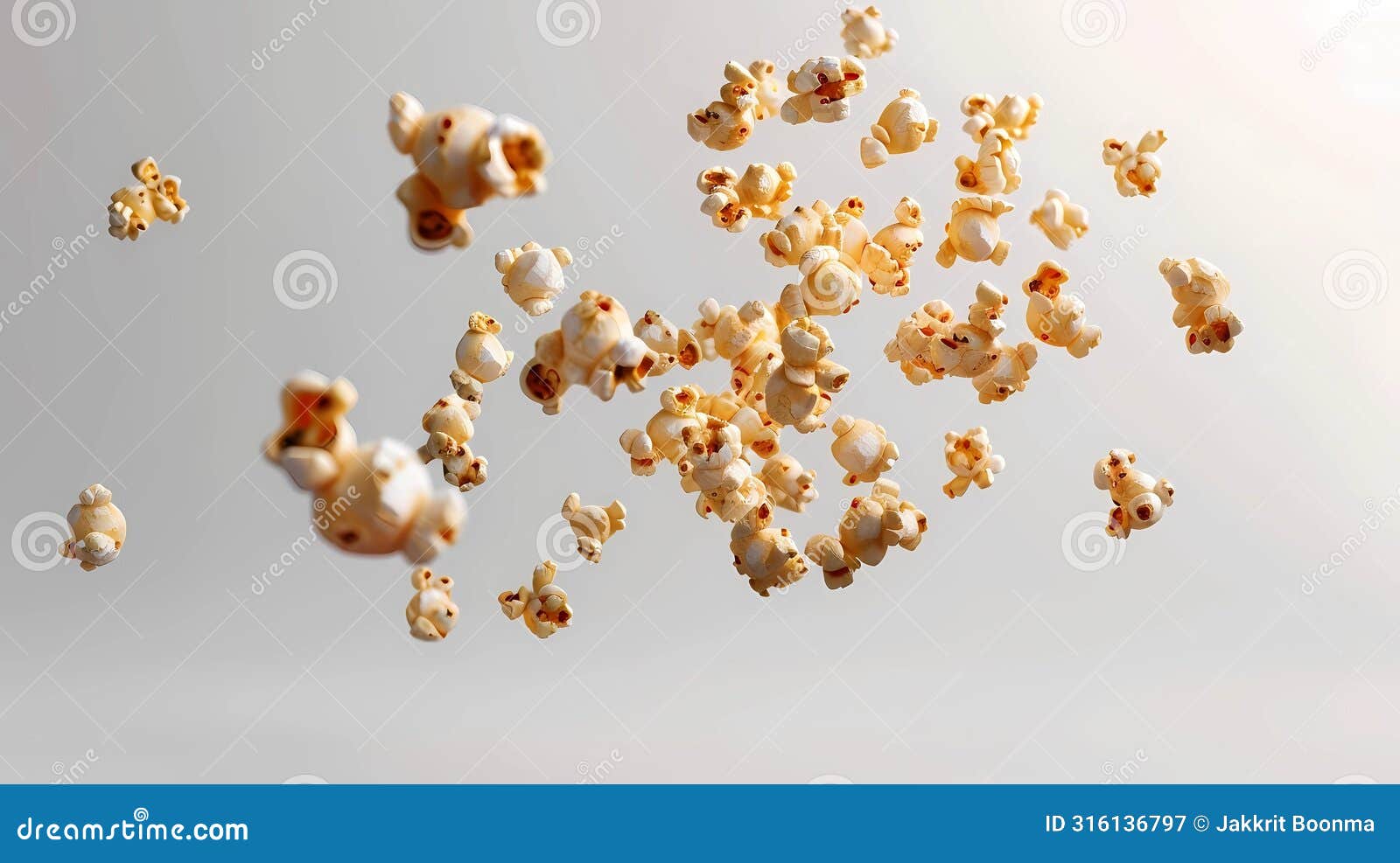 Flying Popcorn on White Background. Generative AI Illustrations Stock ...