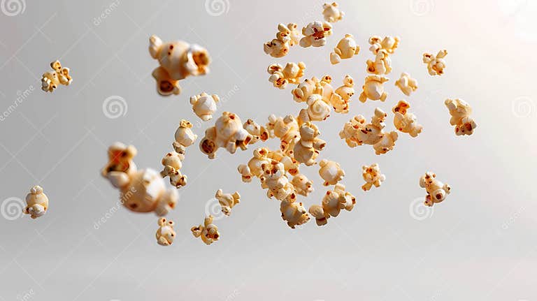 Flying Popcorn on White Background. Generative AI Illustrations Stock ...