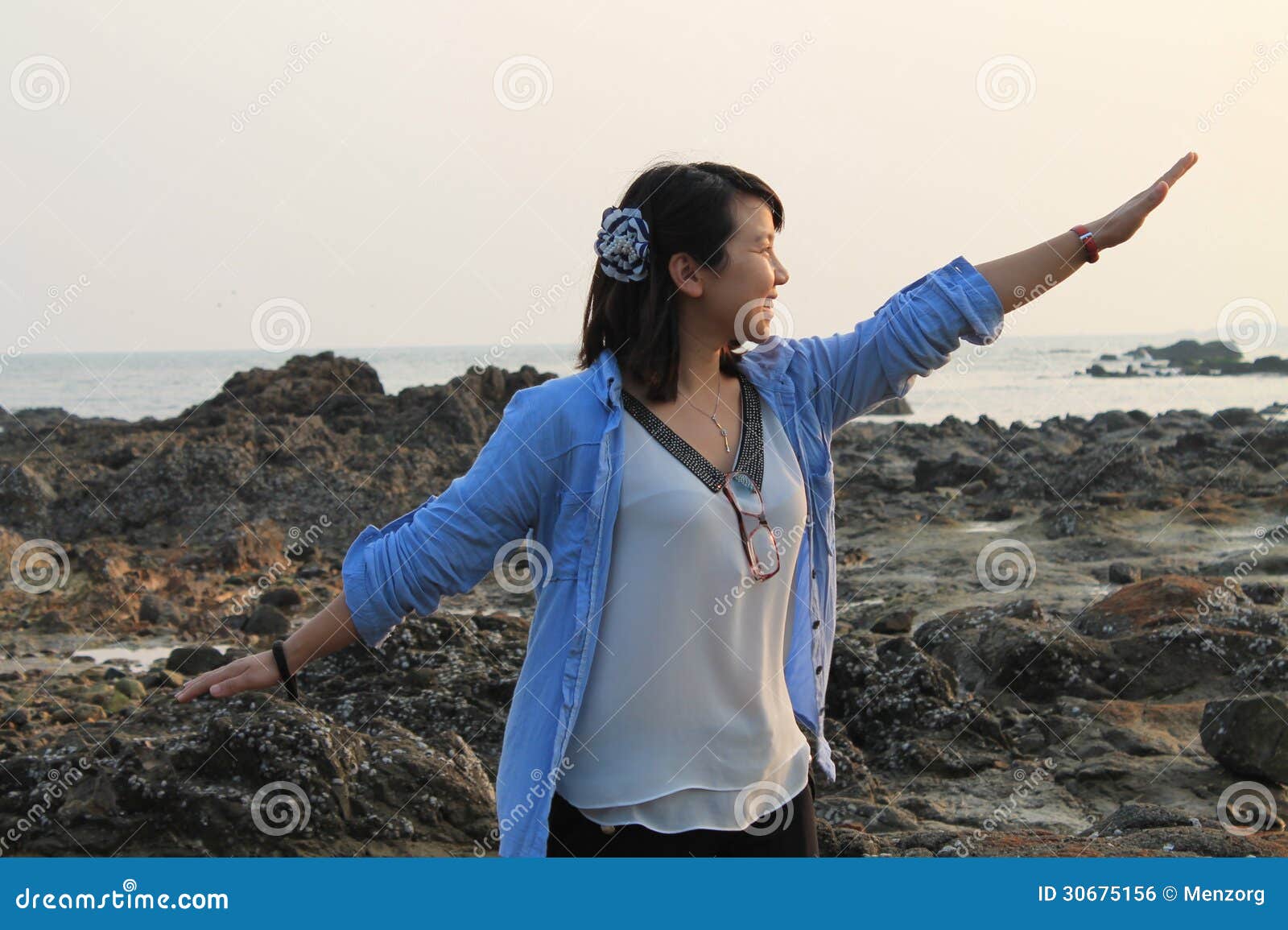 Flying pose-beautiful girl stock photo. Image of sideface - 30675156