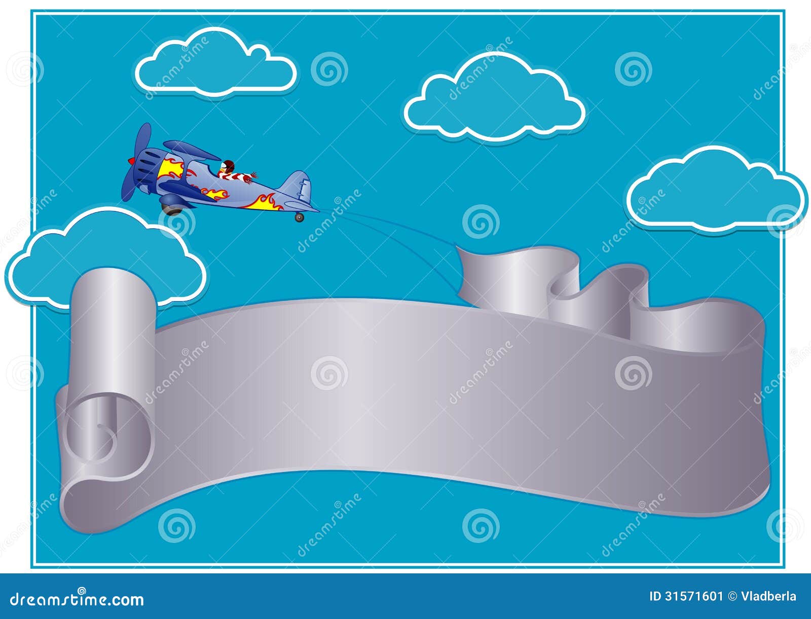 Flying poster stock vector. Illustration of cloud, frame - 31571601