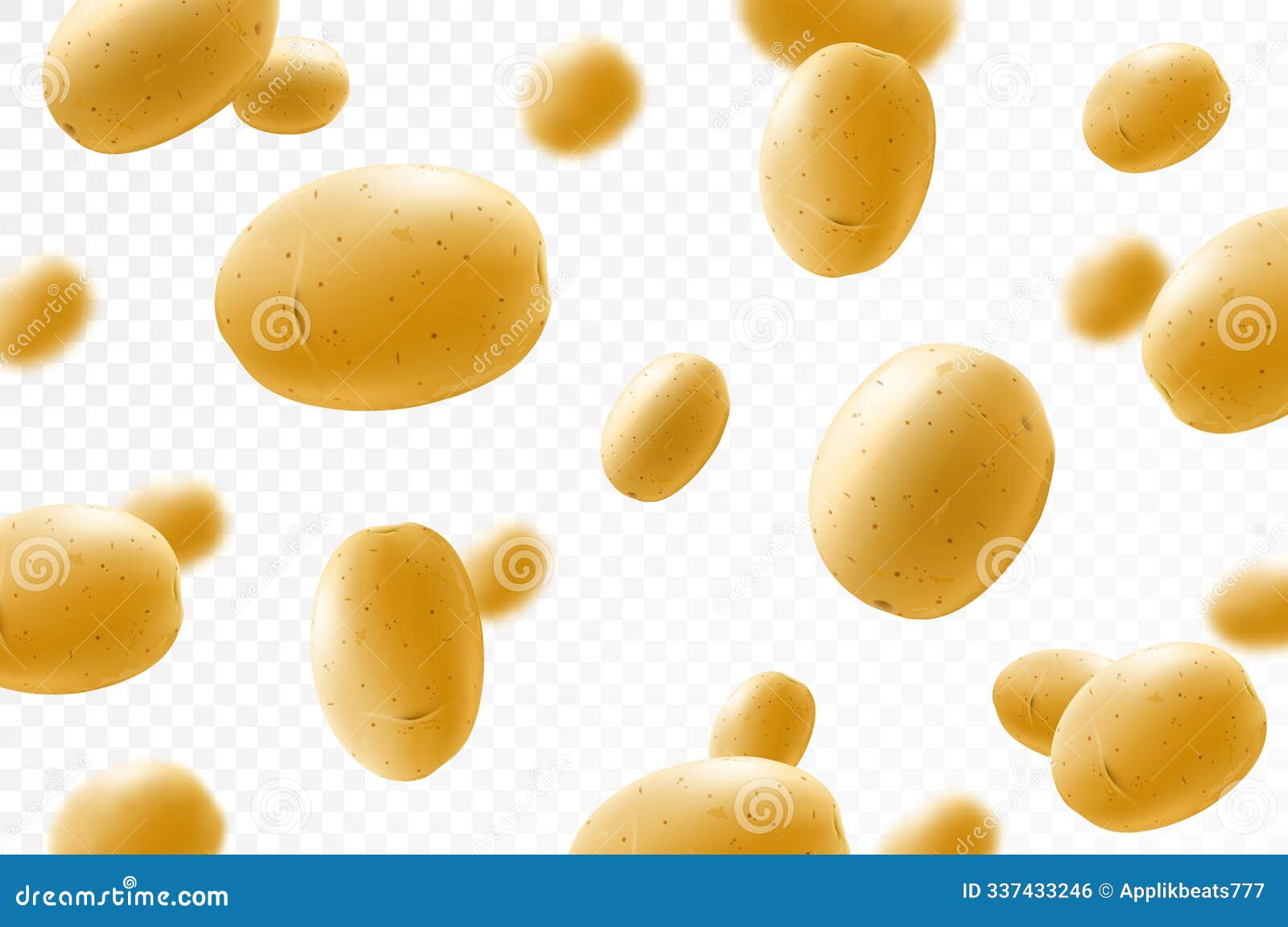 Flying Potato. Falling Potatoes Whole Isolated on Transparent ...