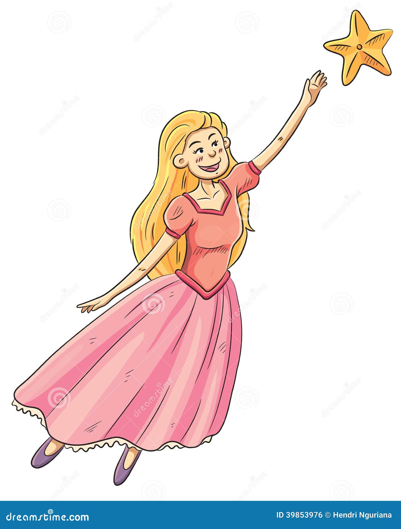 Flying Princess stock vector. Illustration of happy, reach - 39853976