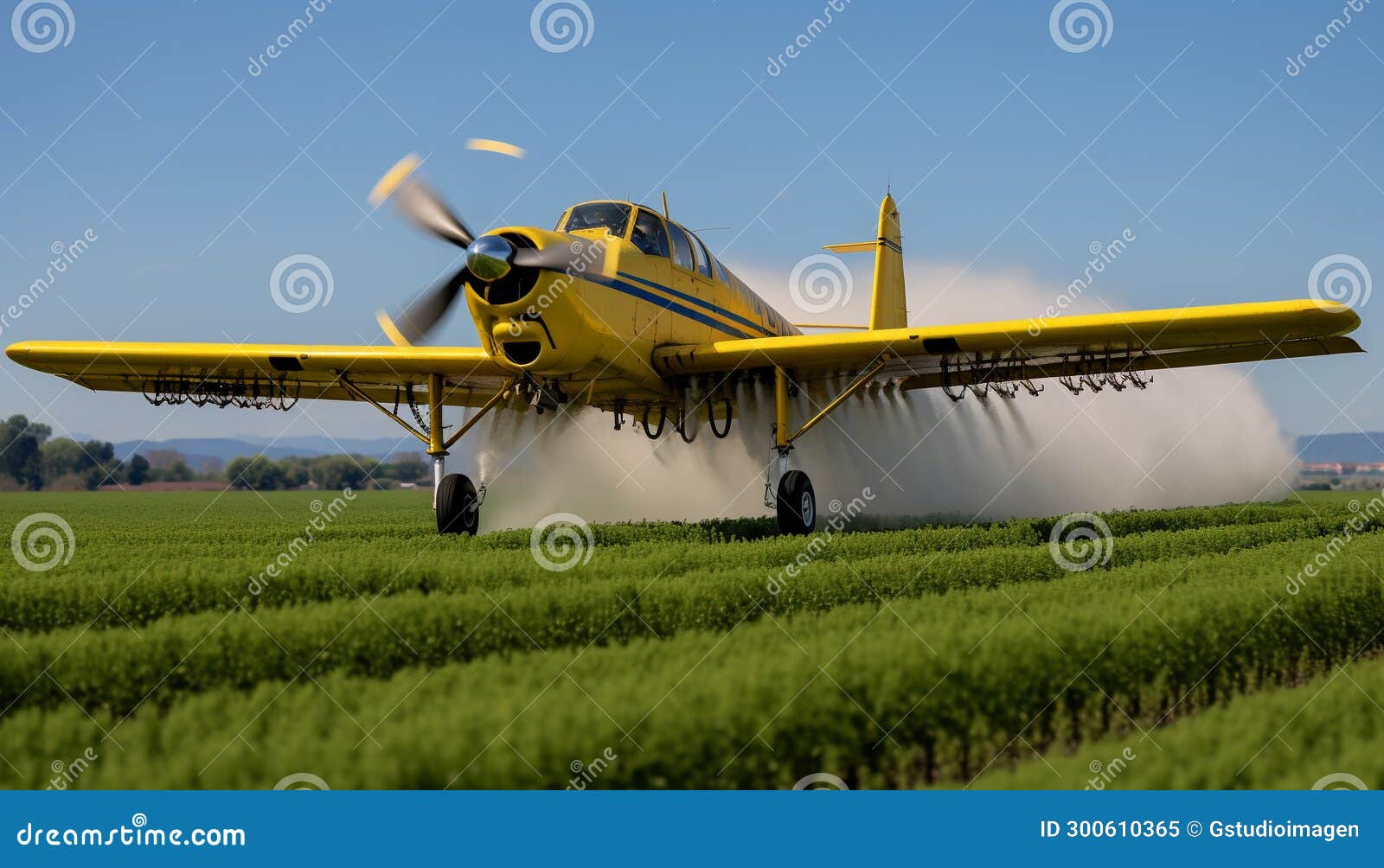 Flying Propeller Airplane in Blue Sky, Outdoors Generated by AI Stock ...
