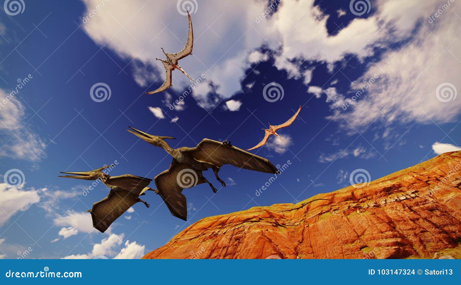 Flying Pterodactyl, Prehistoric Dinosaurs Collection. Ancient Animals ...
