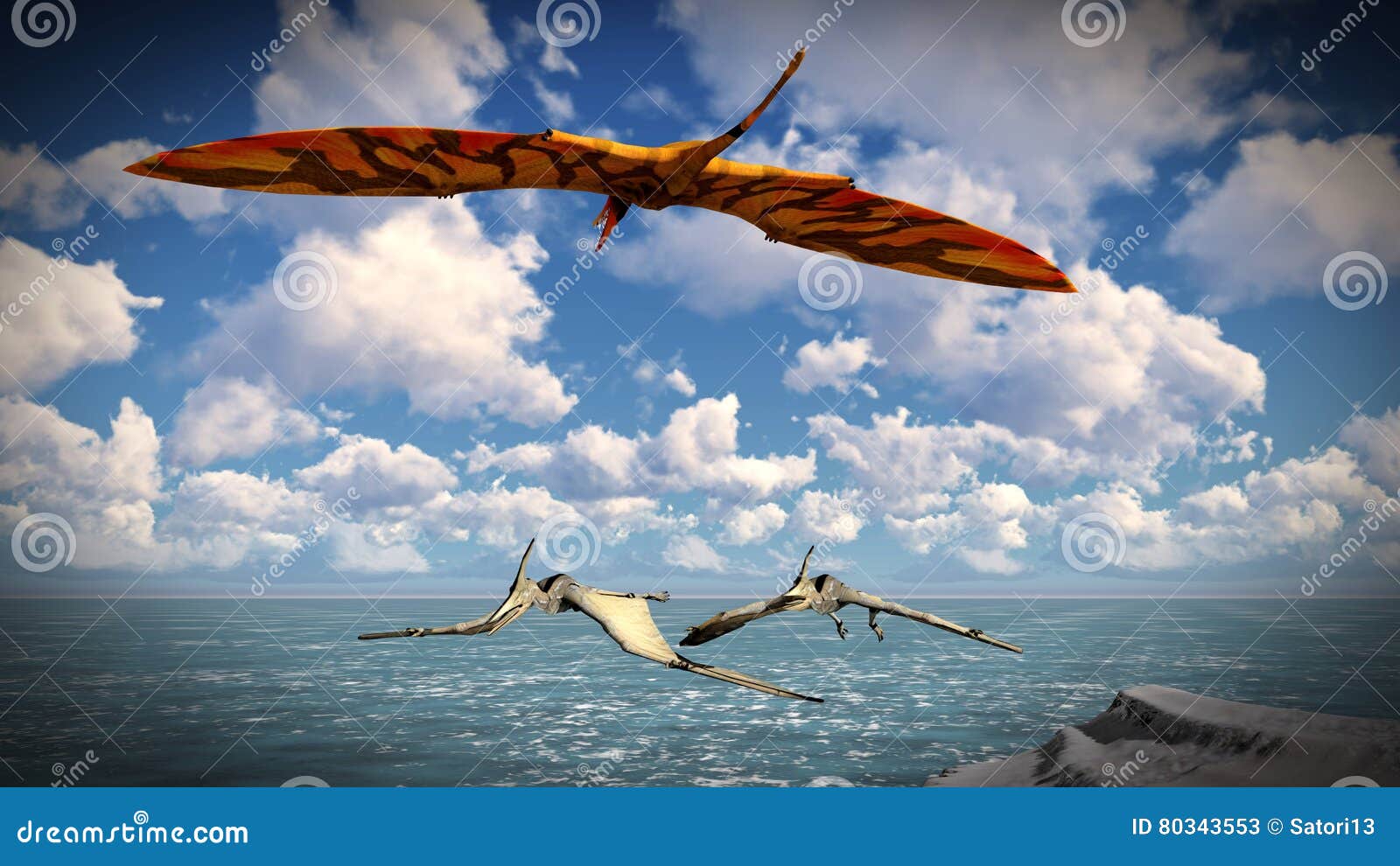 Flying Pterodactyl, Prehistoric Dinosaurs Collection. Ancient Animals ...