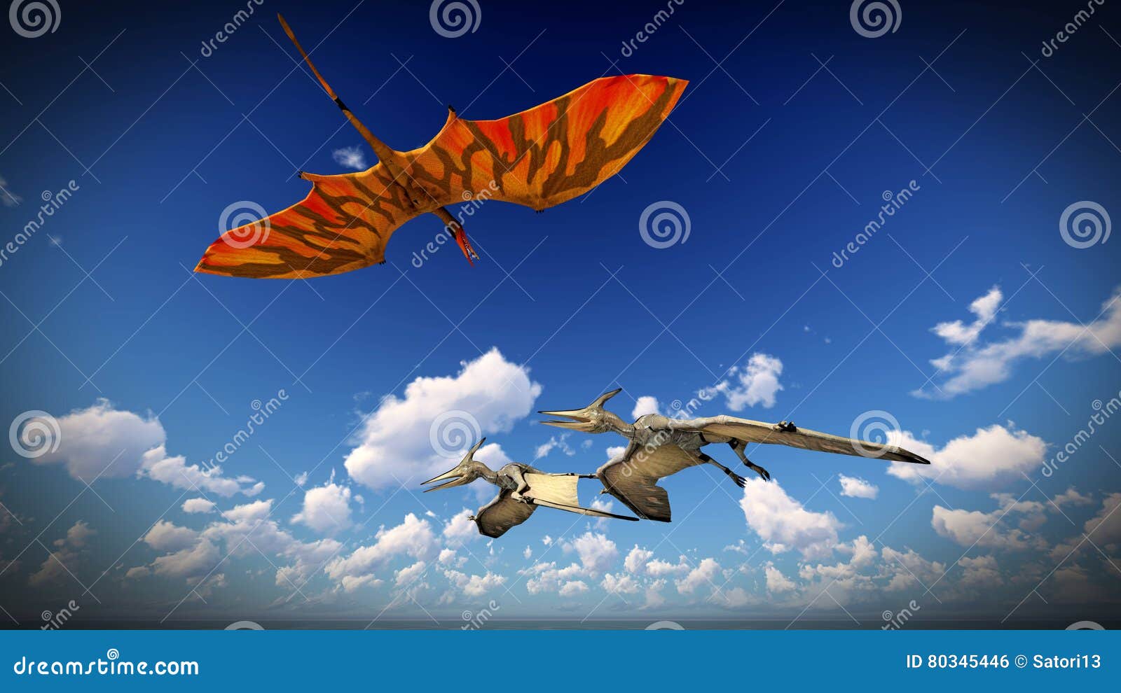 Flying Pterodactyl Over the Land 3d Illustration Stock Illustration ...