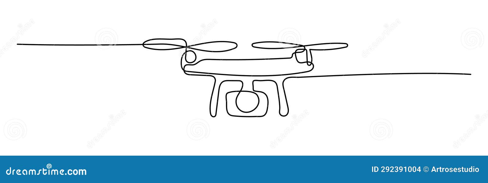 Flying Quadrocopter Drone Shape Drawing by Continuous Line, Thin Line ...