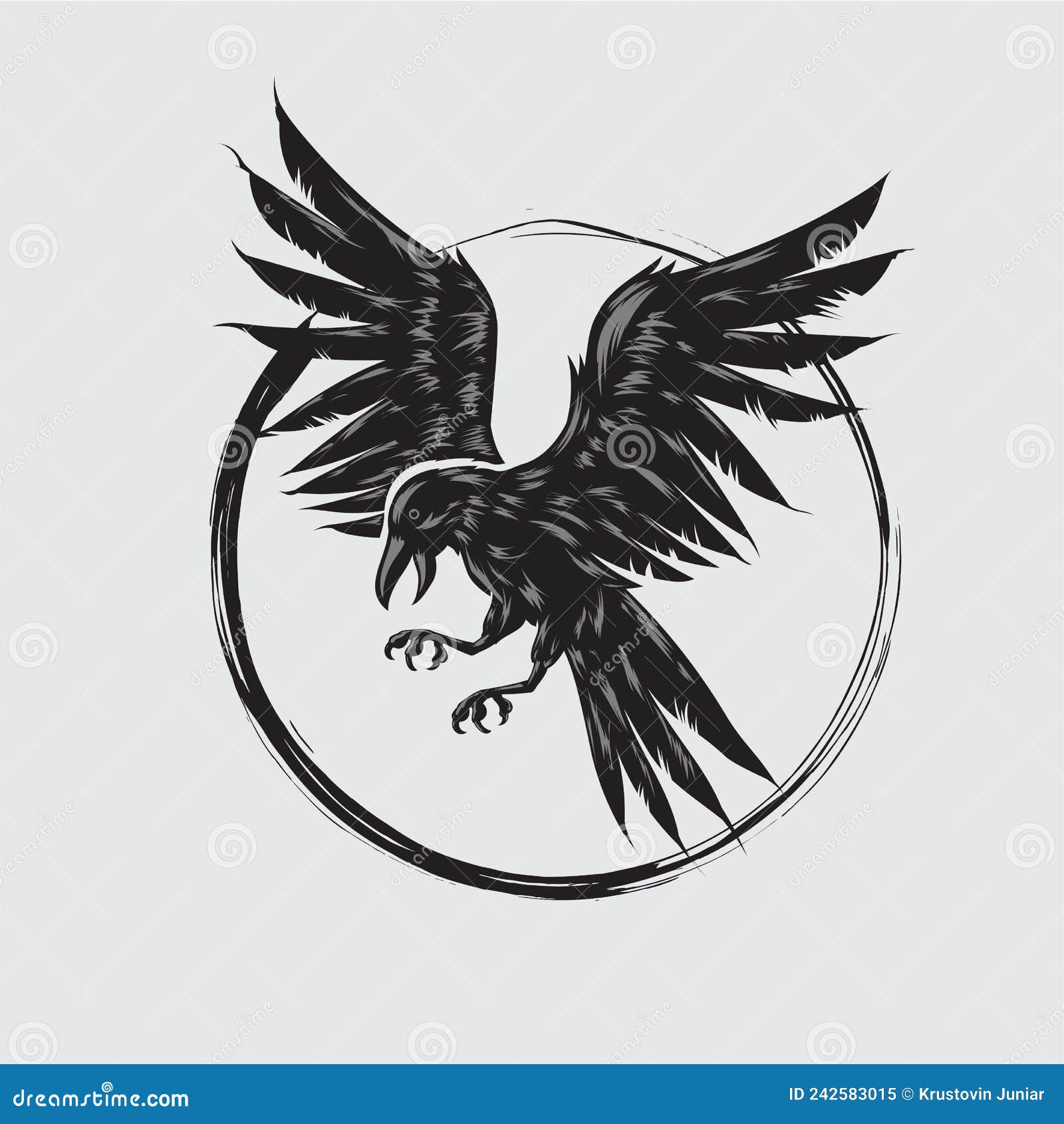 Flying Raven Logo, Majestic Bird Wings Vector Illustration ...