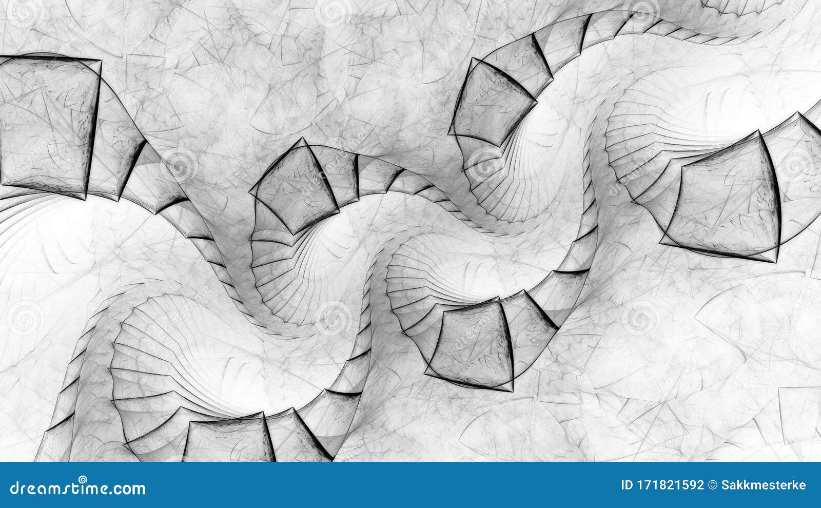 Flying Rectangles in Spiral Fractal Black and White Inverted Texture ...