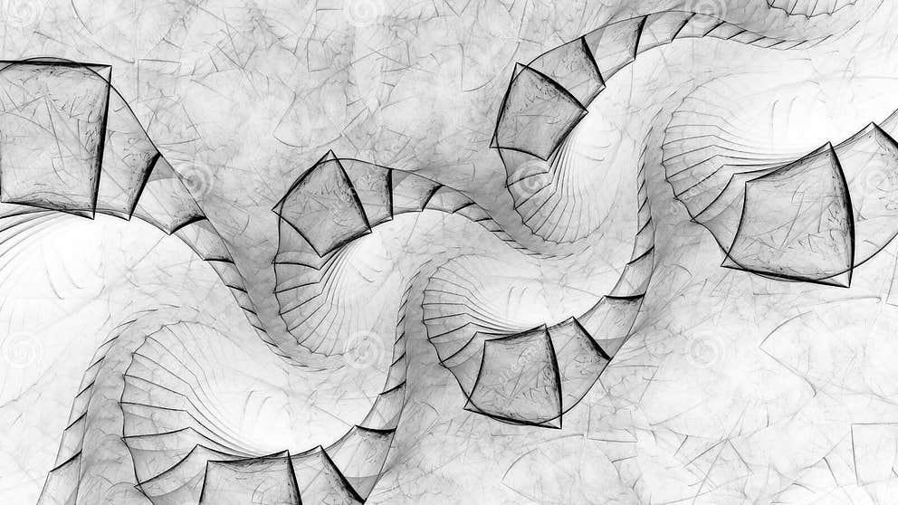 Flying Rectangles in Spiral Fractal Black and White Inverted Texture ...