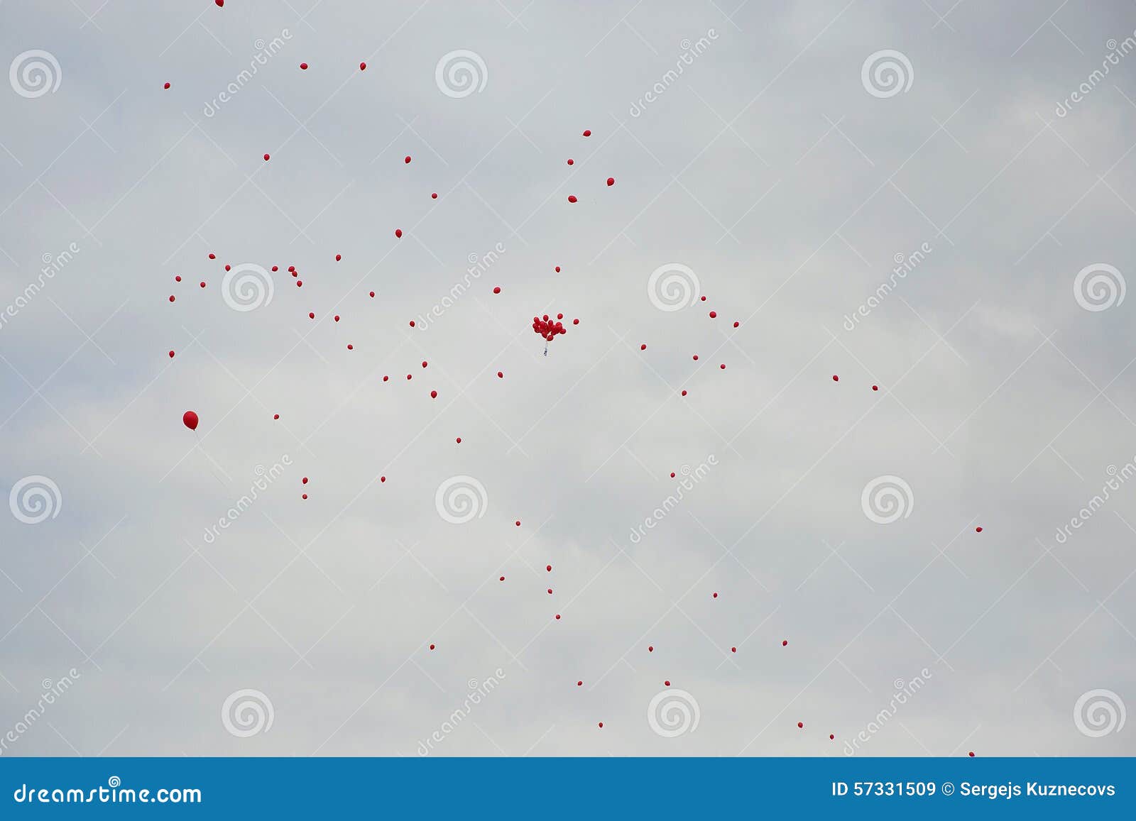 Flying Red Balls in the Blue Sky Stock Image - Image of happy, bubbles ...