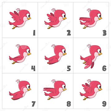 Flying Red Cartoon Bird stock vector. Illustration of frames - 126445665