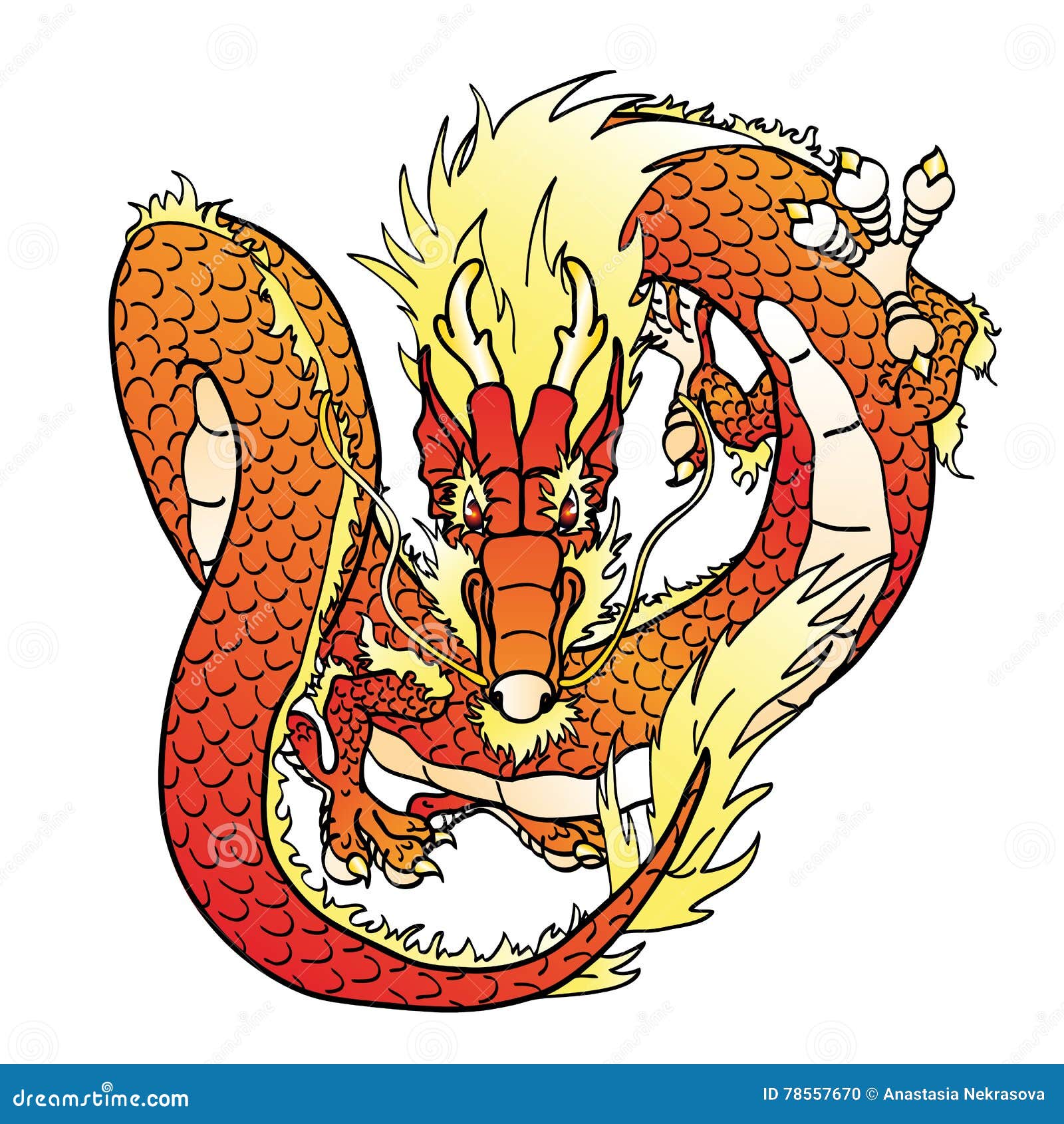Flying Red Chinese Dragon on White Stock Vector - Illustration of icon ...