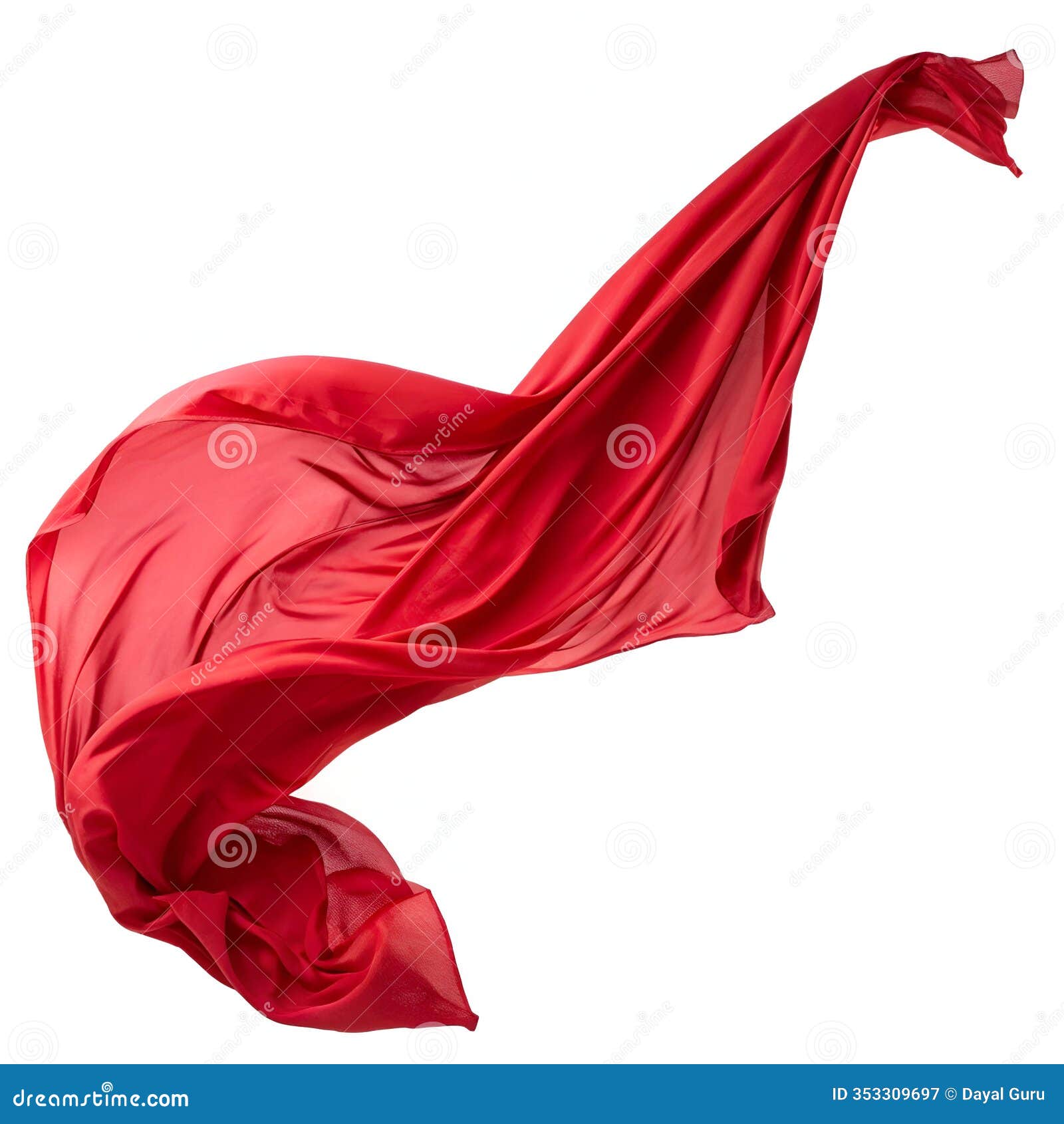 Flying Red Drapery Fabric Cloth Isolated on White Background Stock ...