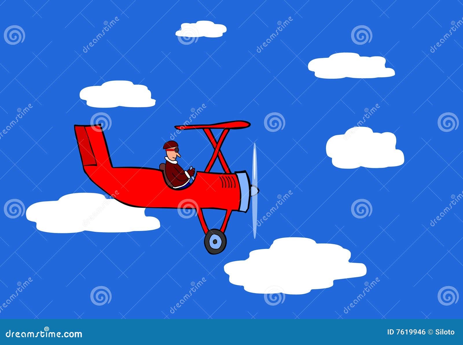 Flying red plane (VECTOR) stock vector. Illustration of funny - 7619946