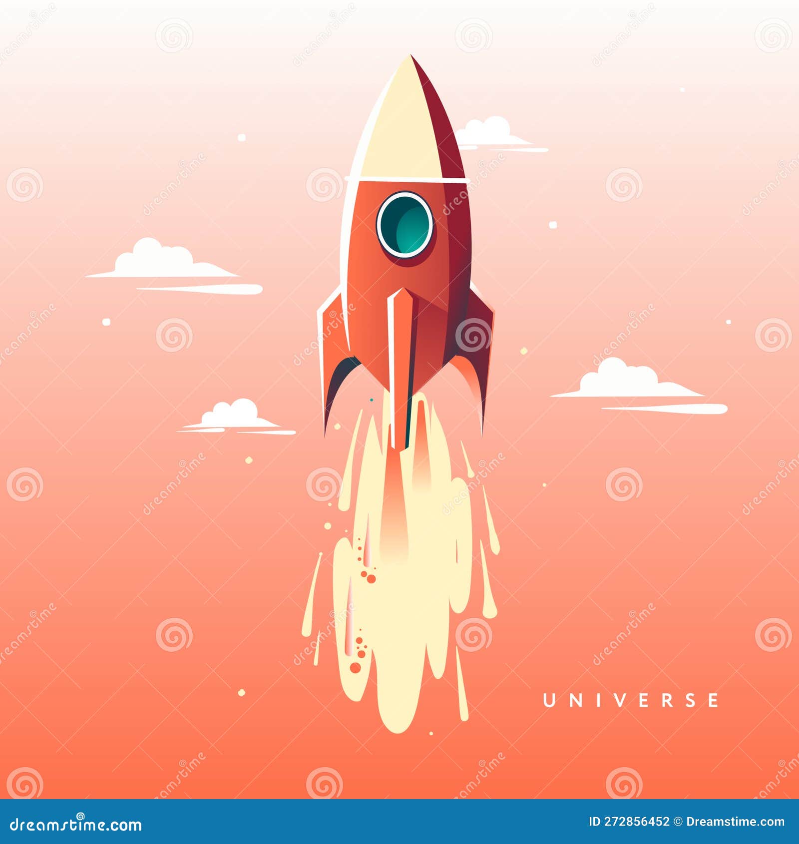 Flying Red Rocket with the Word Universe, Vector Stock Vector ...