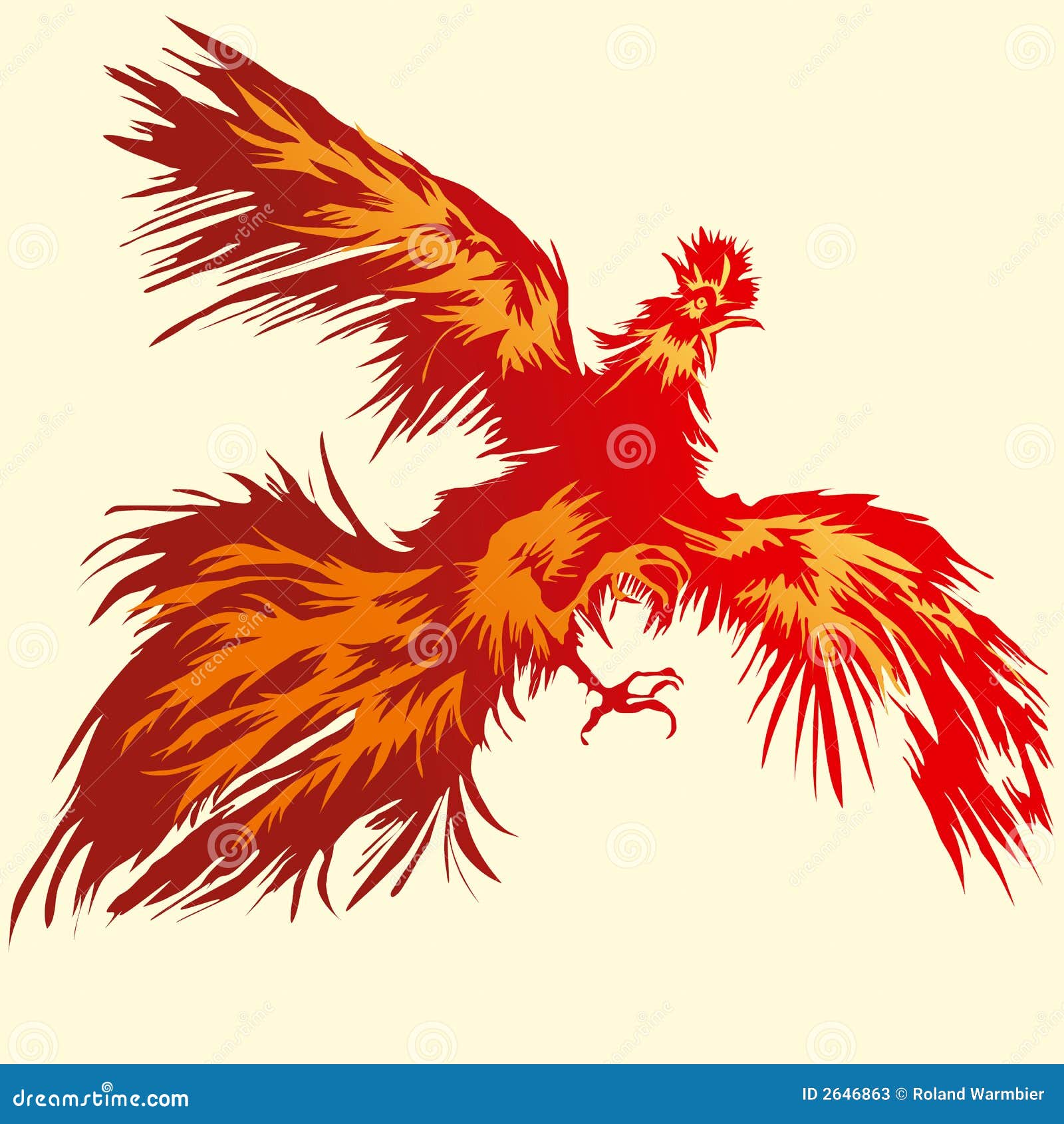 Flying red rooster stock vector. Illustration of farm - 2646863