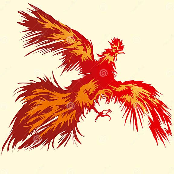 Flying red rooster stock vector. Illustration of farm - 2646863