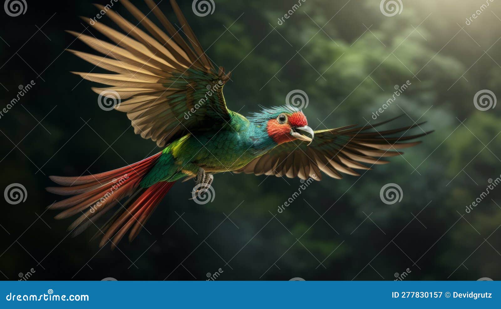 Flying Resplendent Quetzal. Generative AI Stock Photography ...