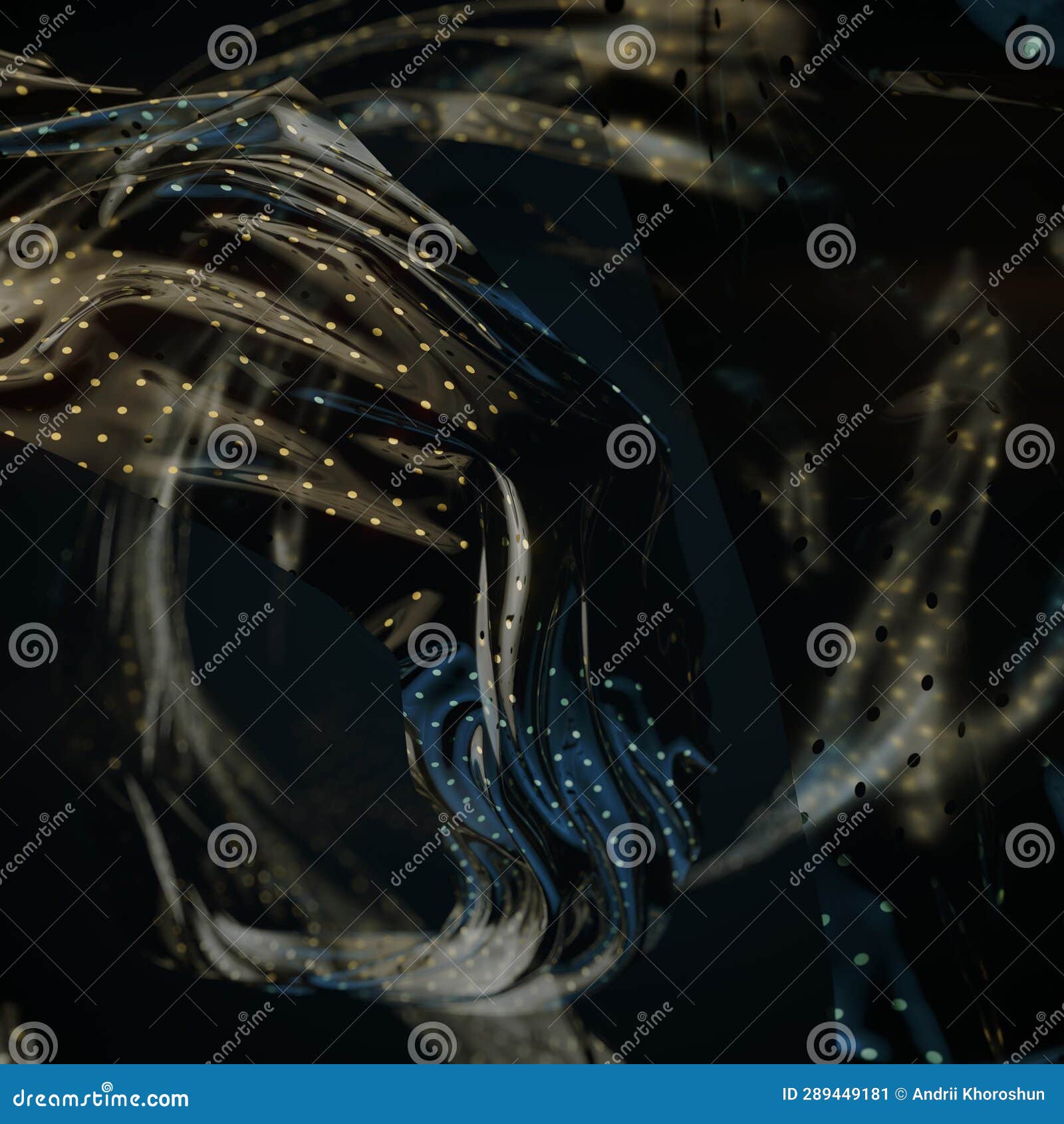 Flying Rings of Translucent Fabric with Gold Polka Dot Pattern. 3d ...