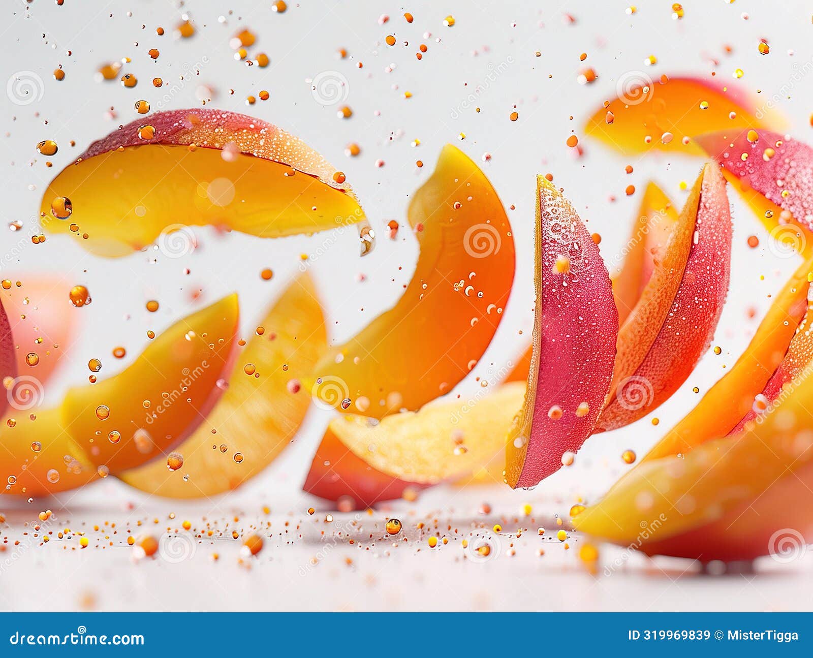 Flying Ripe Mango with Green Leaves Isolated on White Background. Mango ...