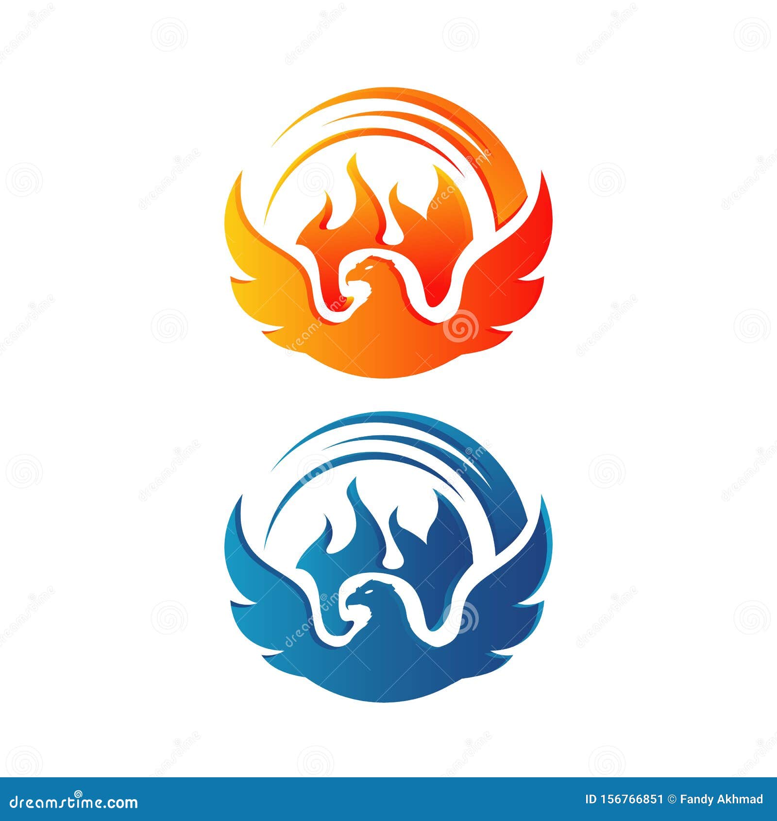 Flying Rise Wings Fire Phoenix Bird Logo Design Vector Illustrations ...
