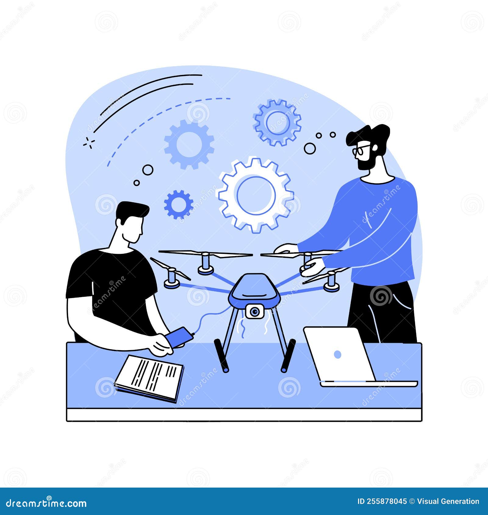 Flying Robot Drones Isolated Cartoon Vector Illustrations. Stock Vector ...