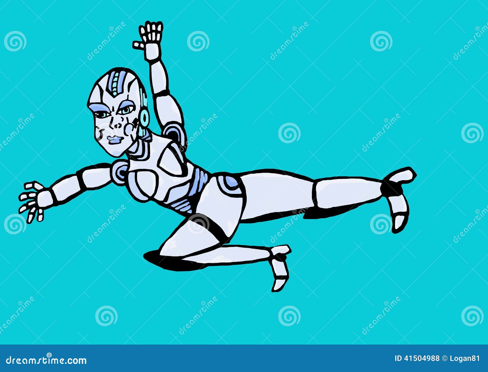 Flying robot stock illustration. Illustration of metal - 41504988