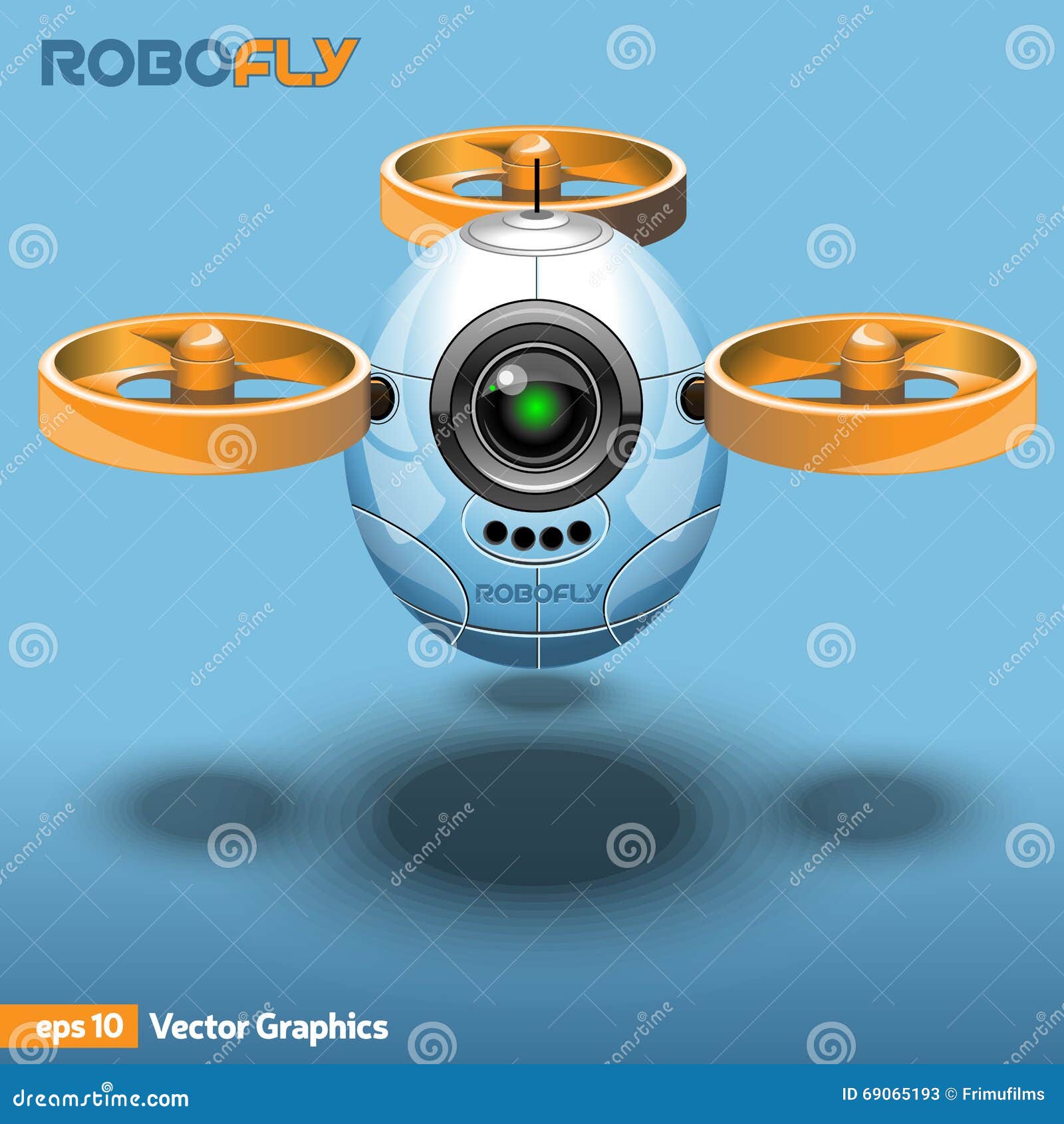Flying Robot Model with Propellers Stock Vector - Illustration of oval ...