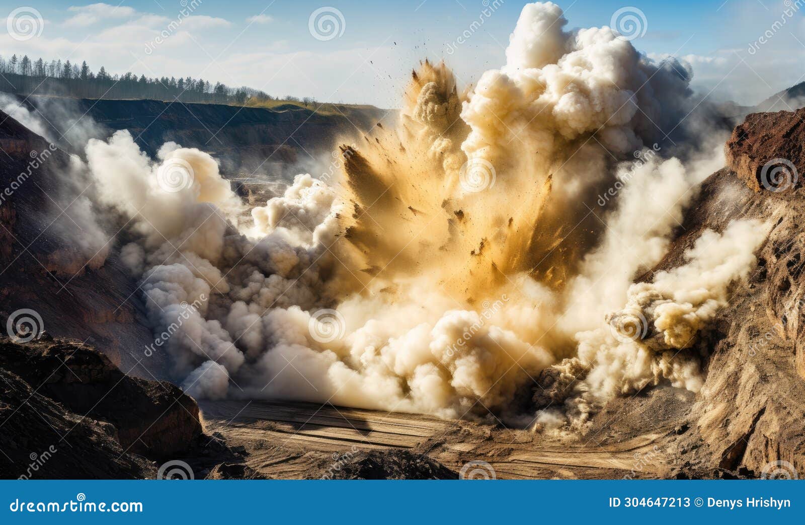 Flying Rock Particles Dust Storm during Dynamite Blast on the ...