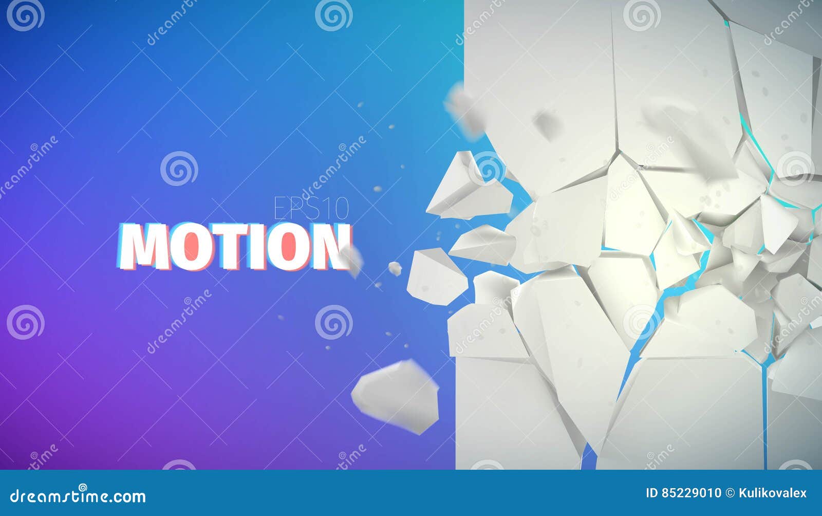 Flying Rock Pieces Banner. Motion Collapse Stock Photo - Image of ...