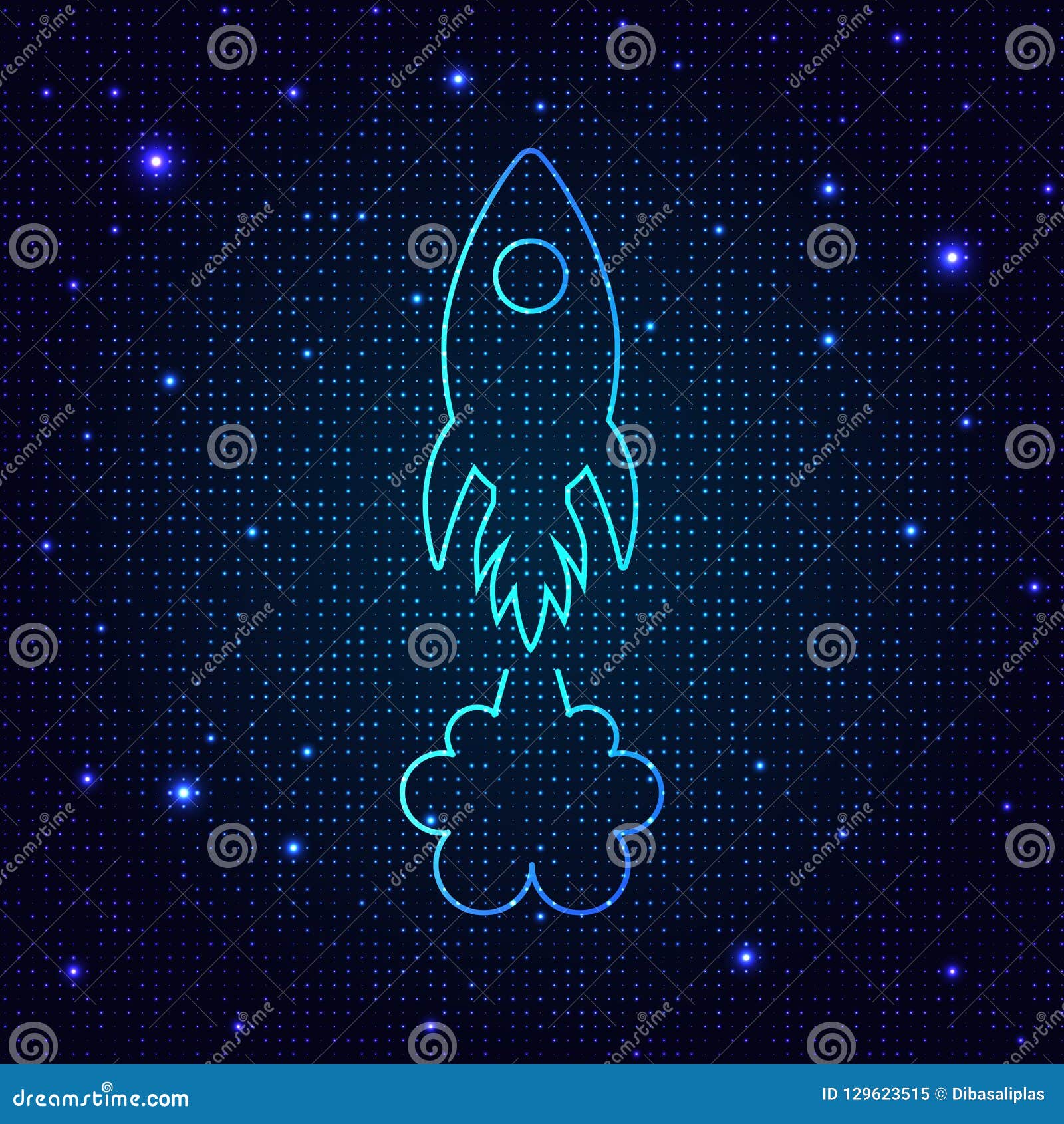 Flying Rocket on a Digital Background . Stock Vector - Illustration of ...