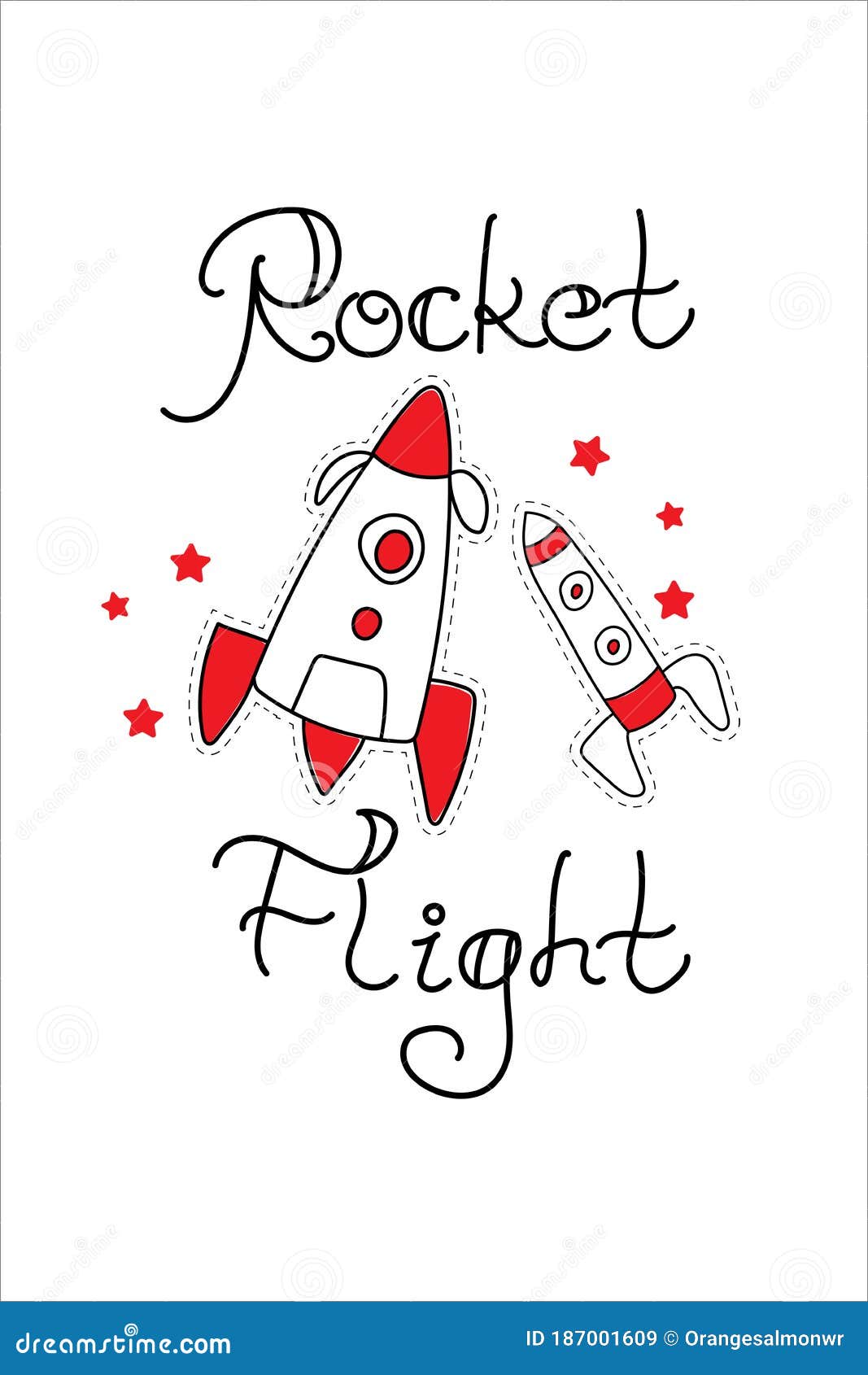 Flying Rocket in Doodle Style with Hand Lettering Stock Vector ...