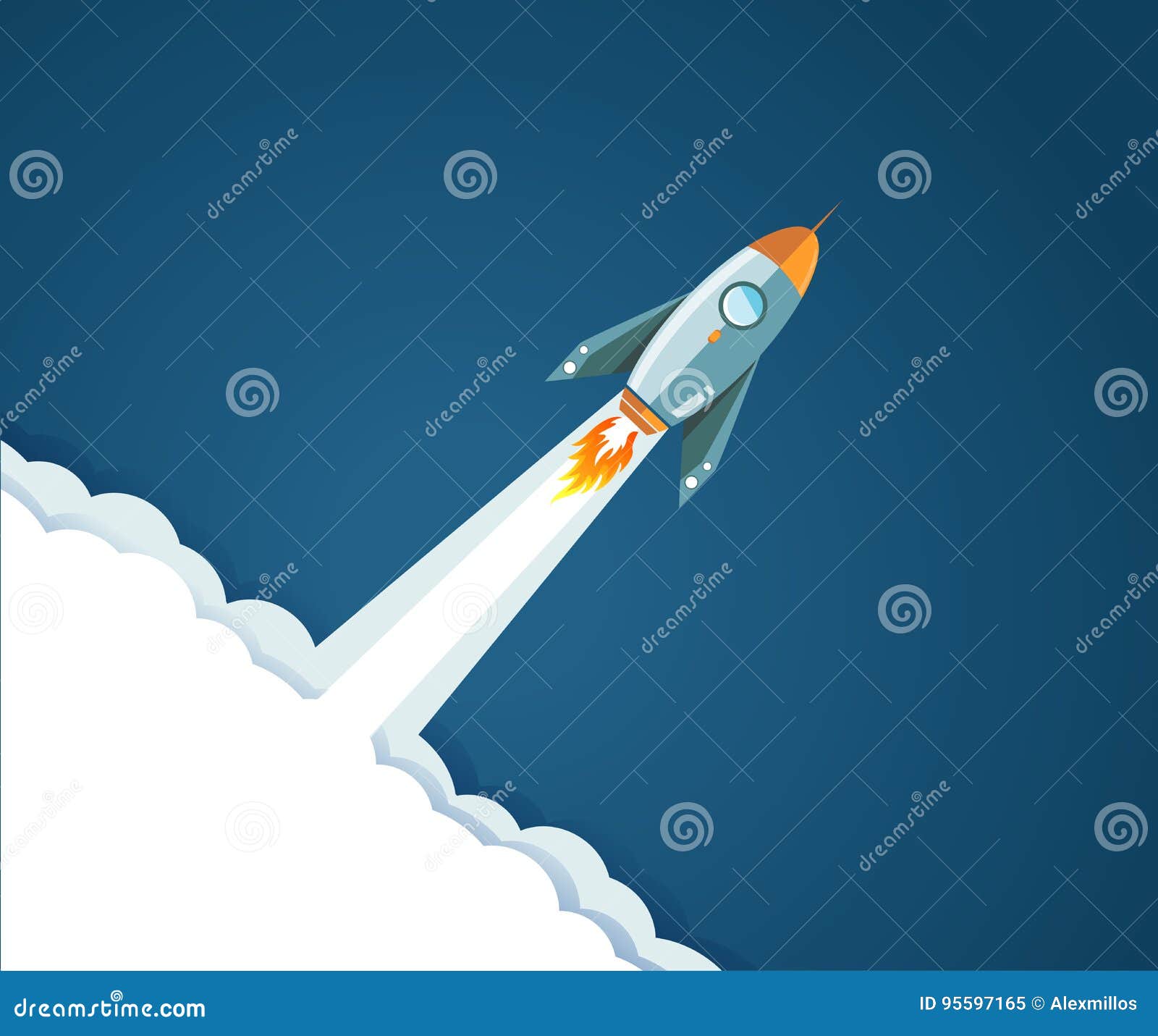 Flying Rocket Illustration Design Stock Illustration - Illustration of ...