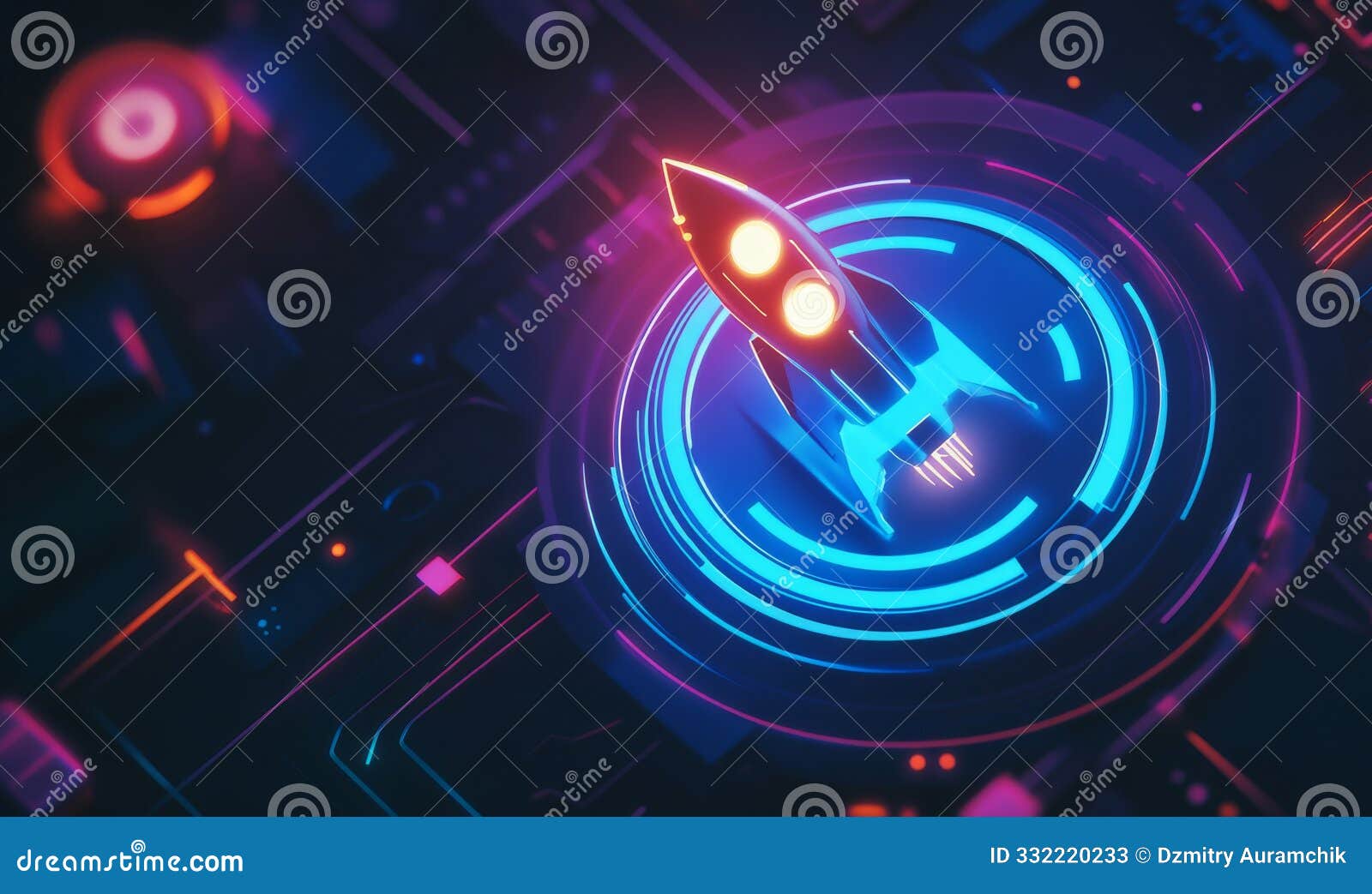 Flying Rocket Inside Power Button. Stock Image - Image of startup ...
