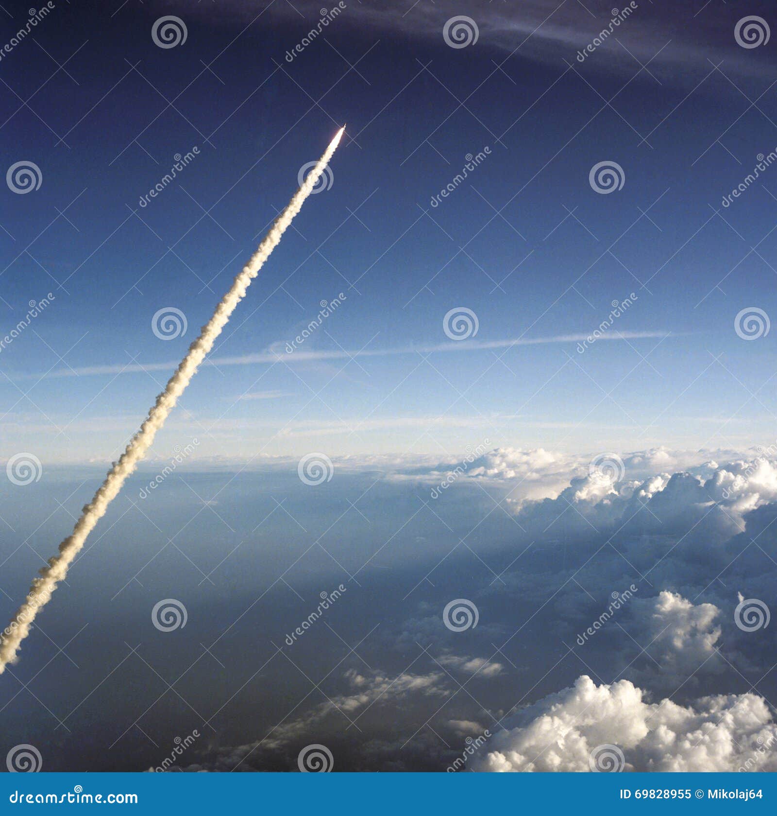 Flying Rocket Leaving Smoke Trail Behind Stock Image - Image of shuttle ...