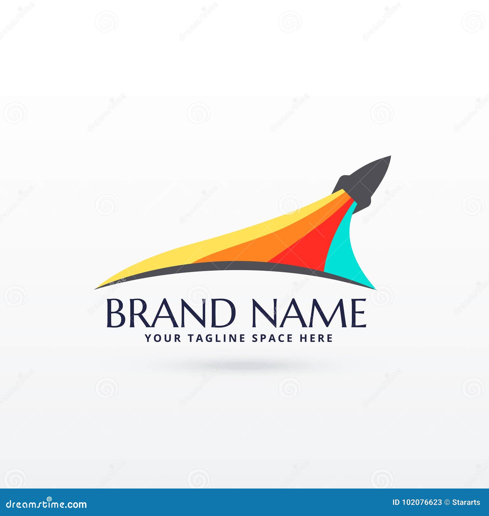 Flying Rocket Logo Design with Colors Stripe Stock Vector ...