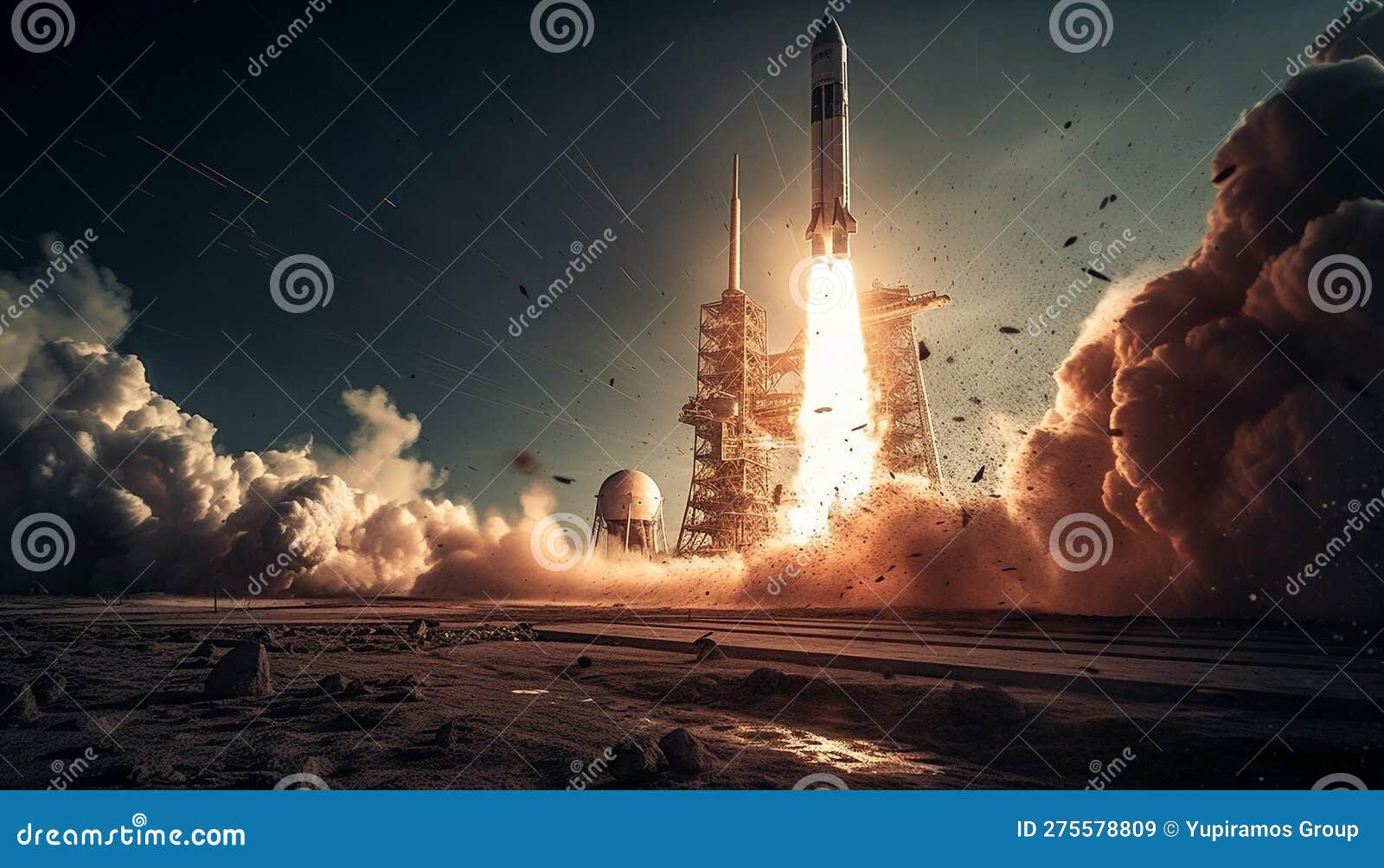 Flying Rocket Orbits Galaxy, Exploring Natural Phenomenon Generated by ...