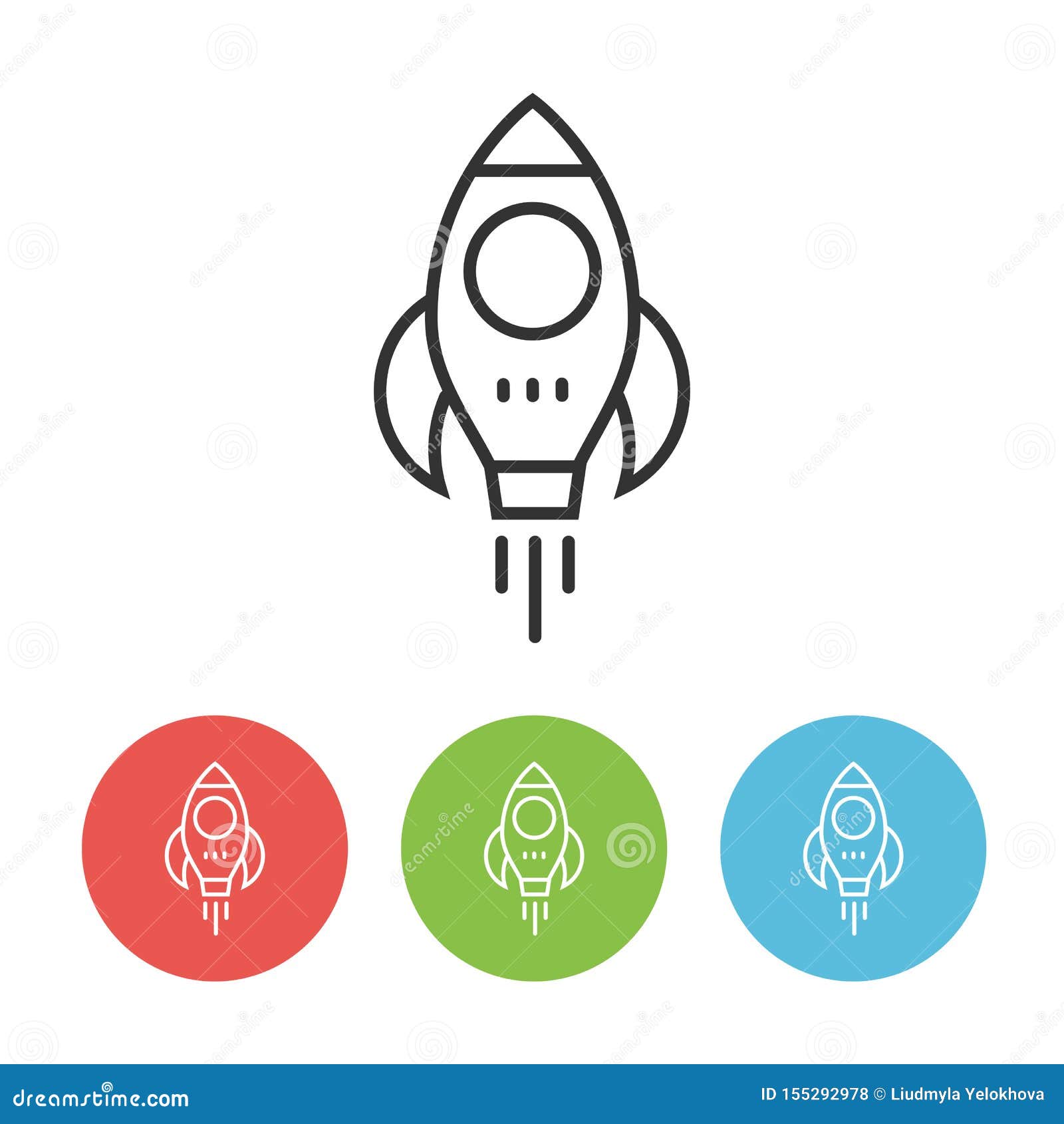 Flying Rocket Outline Vector Icon Stock Illustration - Illustration of ...