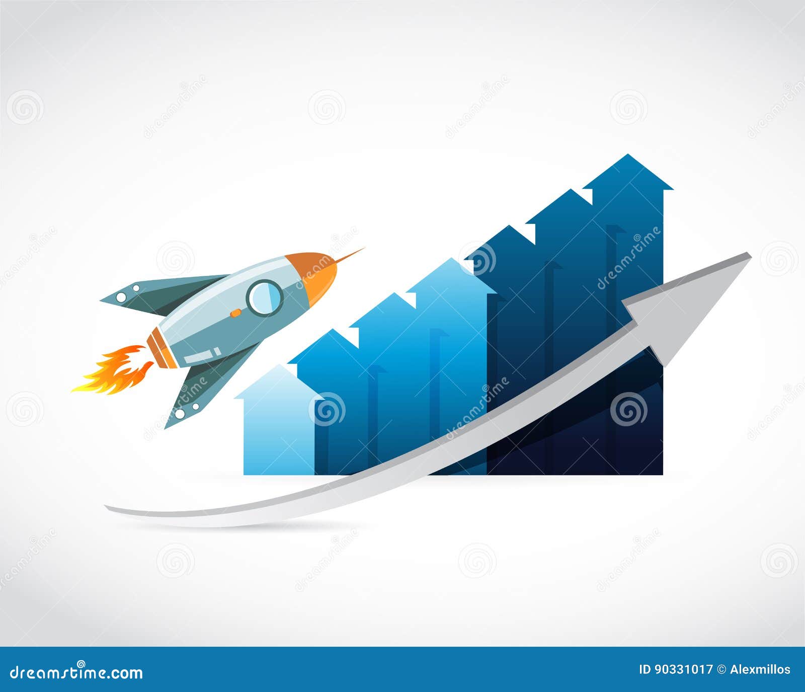 Flying Rocket Prices Concept Graph Stock Illustration - Illustration of ...