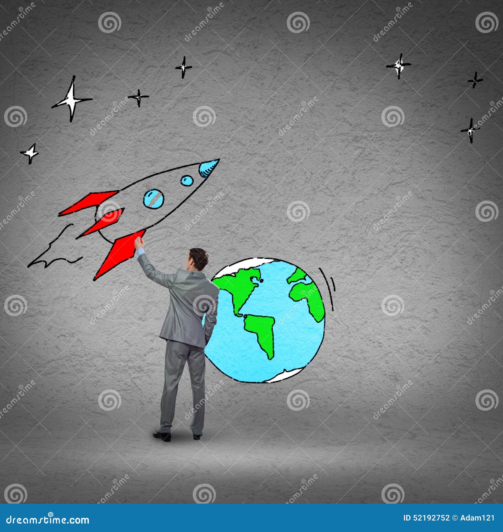 Flying rocket stock illustration. Illustration of goal - 52192752