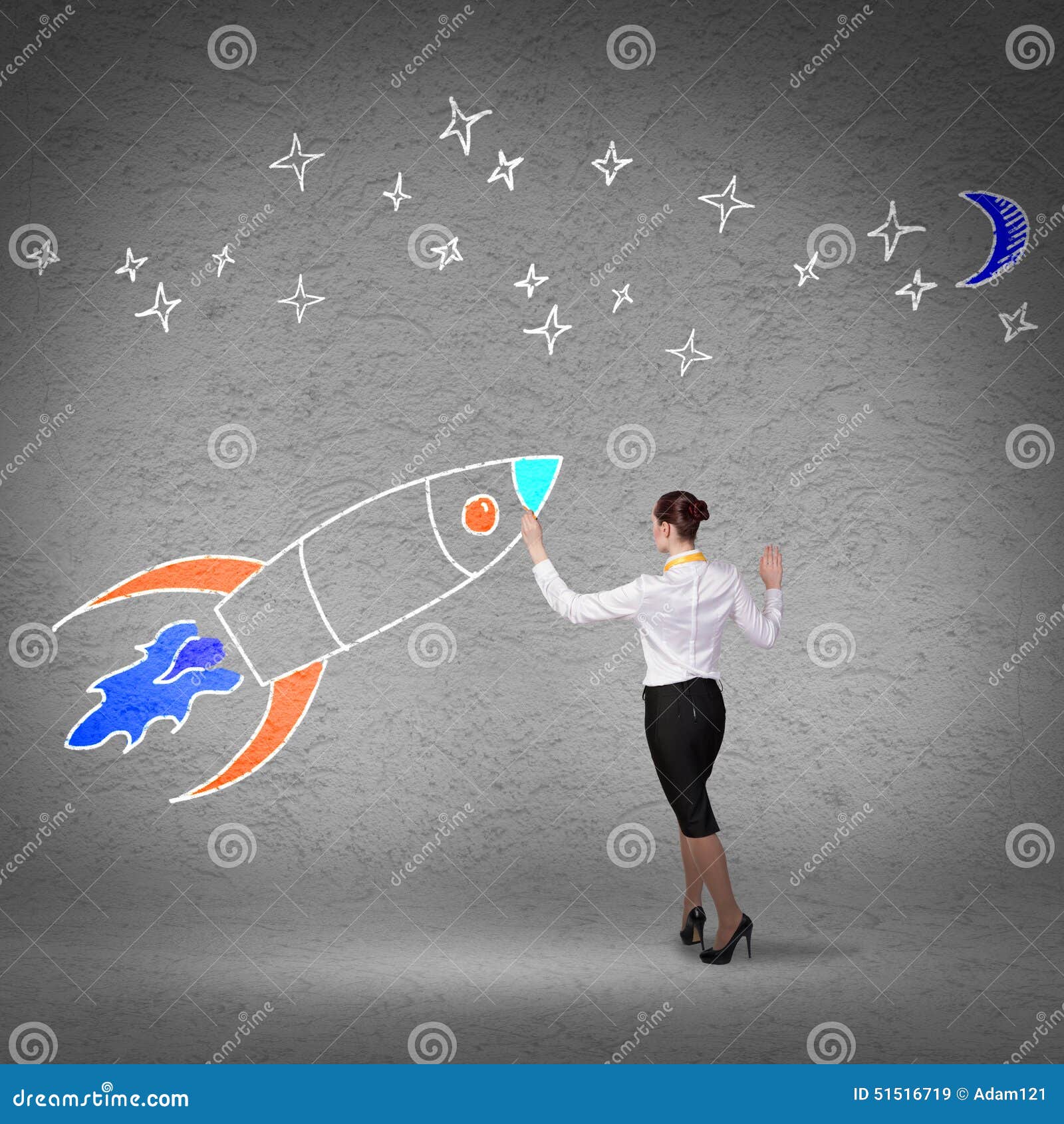 Flying rocket stock illustration. Illustration of power - 51516719