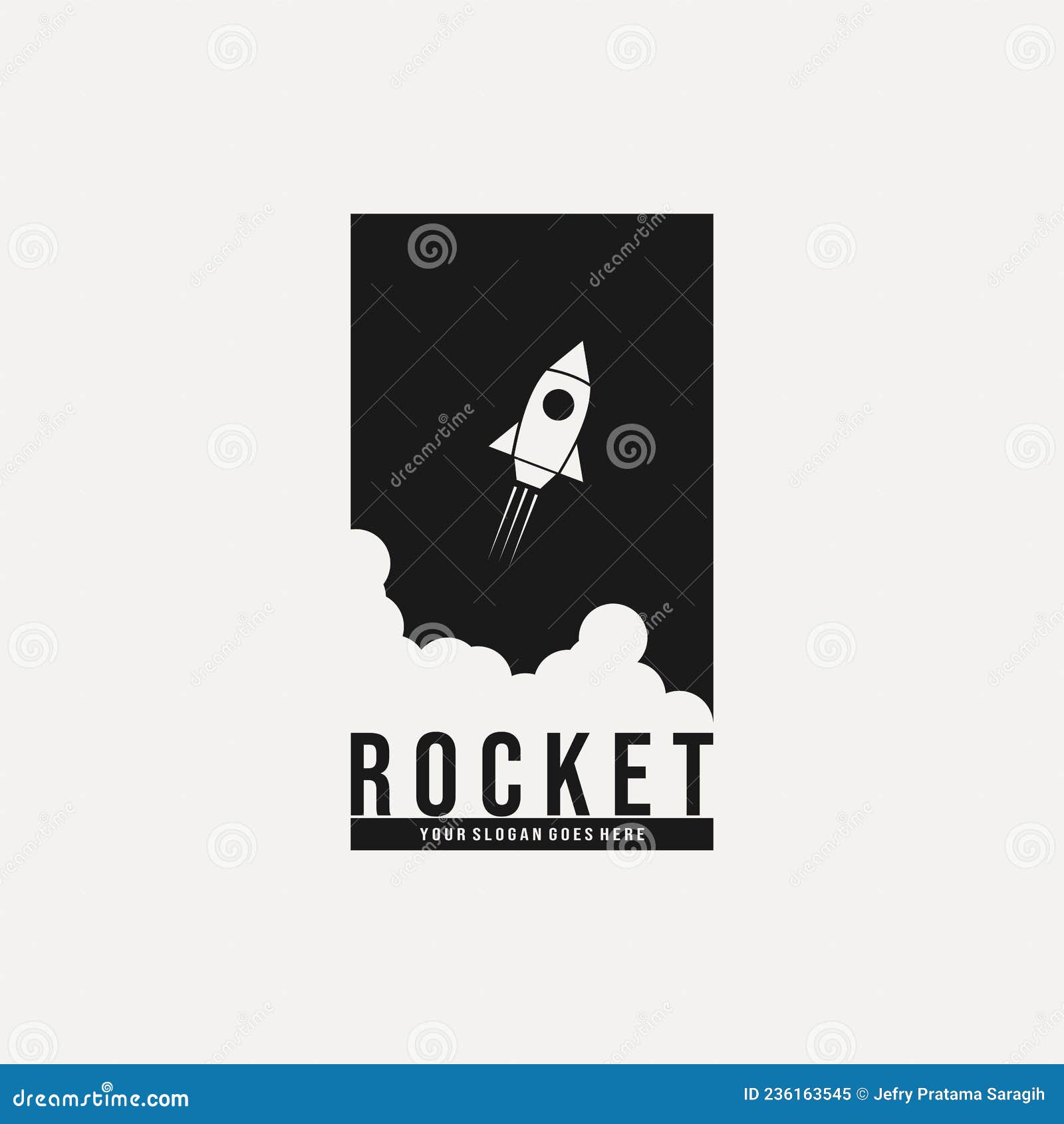 Flying Rocket in Simple Style Logo Design. Vector Illustration. Stock ...