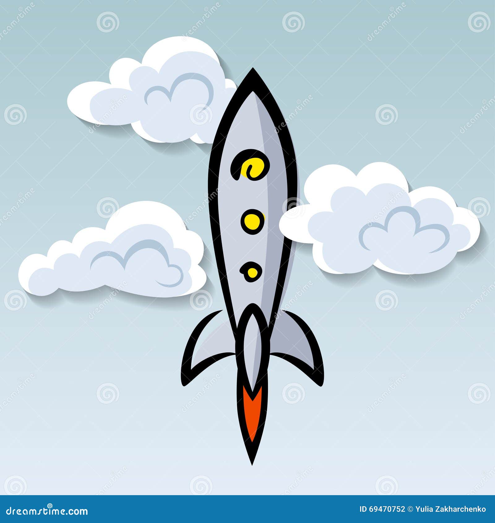 Flying Rocket in the Sky Hand Drawn Illustration Stock Vector ...