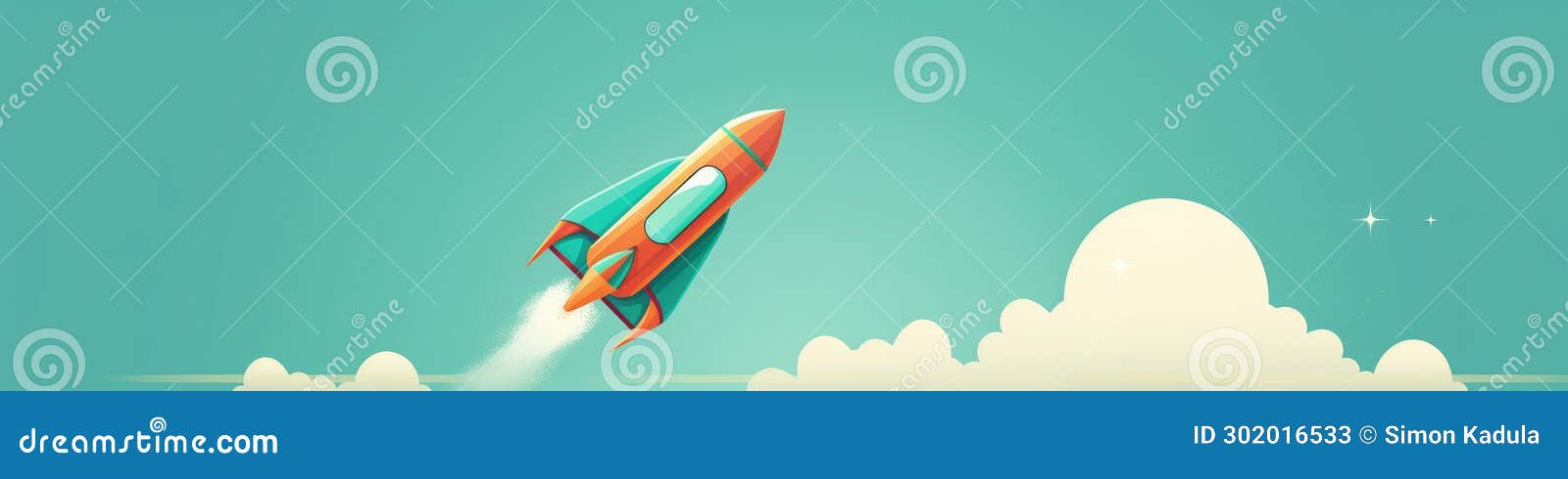 Flying Rocket in the Sky Illustration Concept Stock Illustration ...