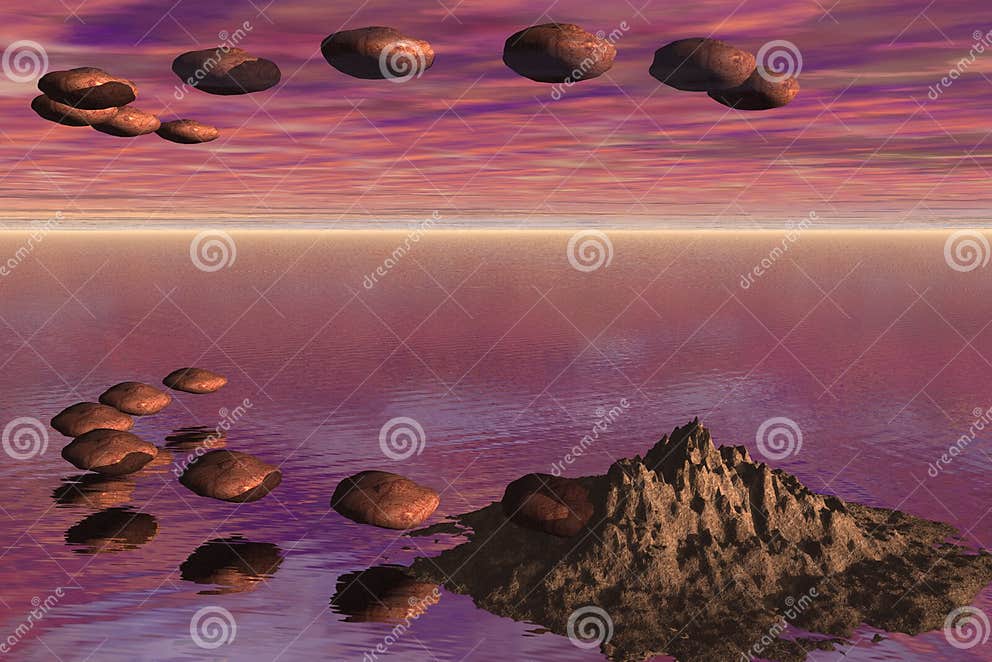 Flying rocks stock illustration. Illustration of miracle - 5984167