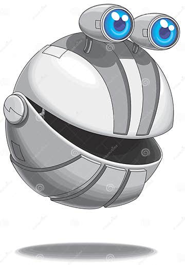 Flying round Robot stock vector. Illustration of grey - 26694107