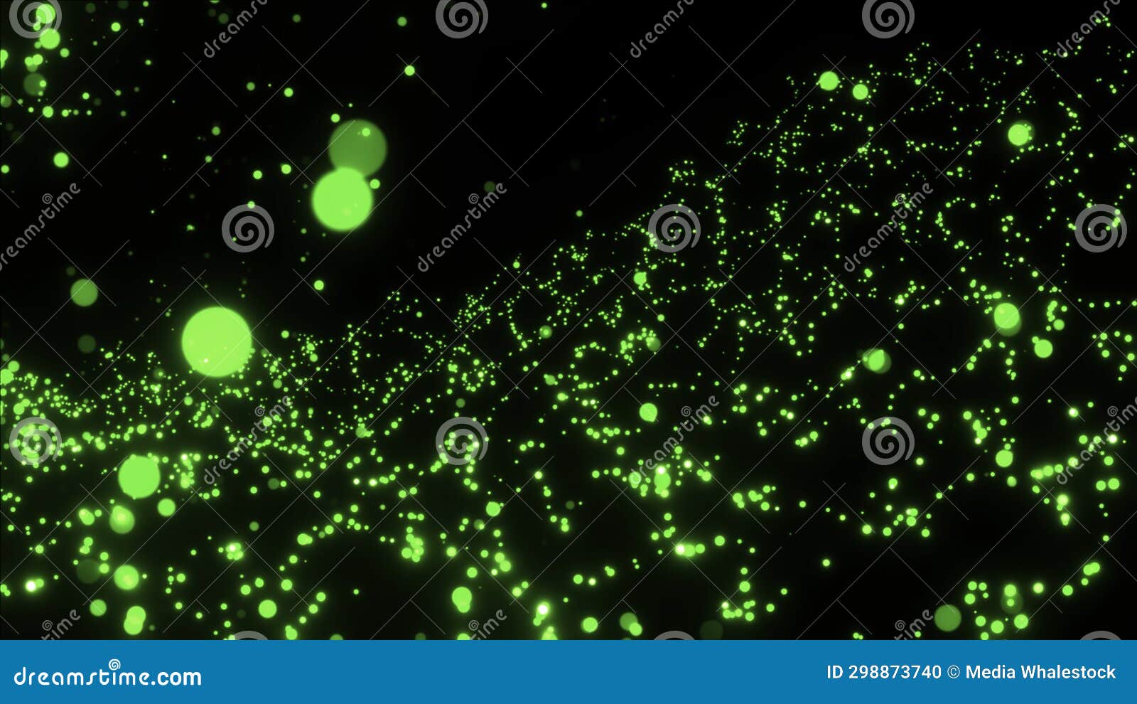 Flying Round Shaped Particles on a Black Background. Motion. Beautiful ...